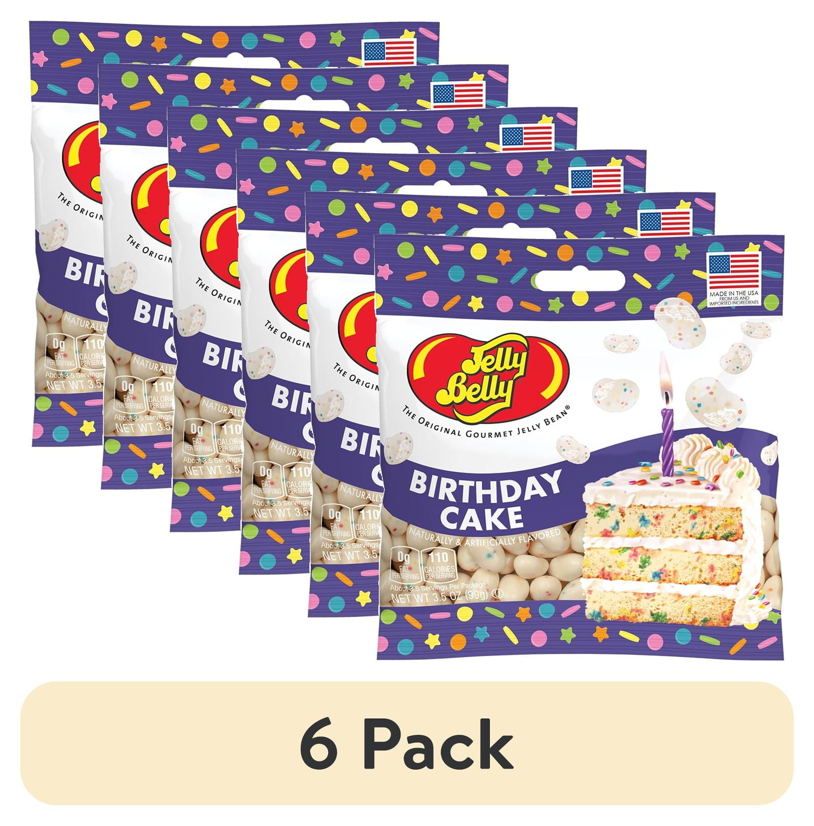(6 pack) Jelly Belly Birthday Cake Jelly Beans - 3.5 oz Grab & Go® Bags ...