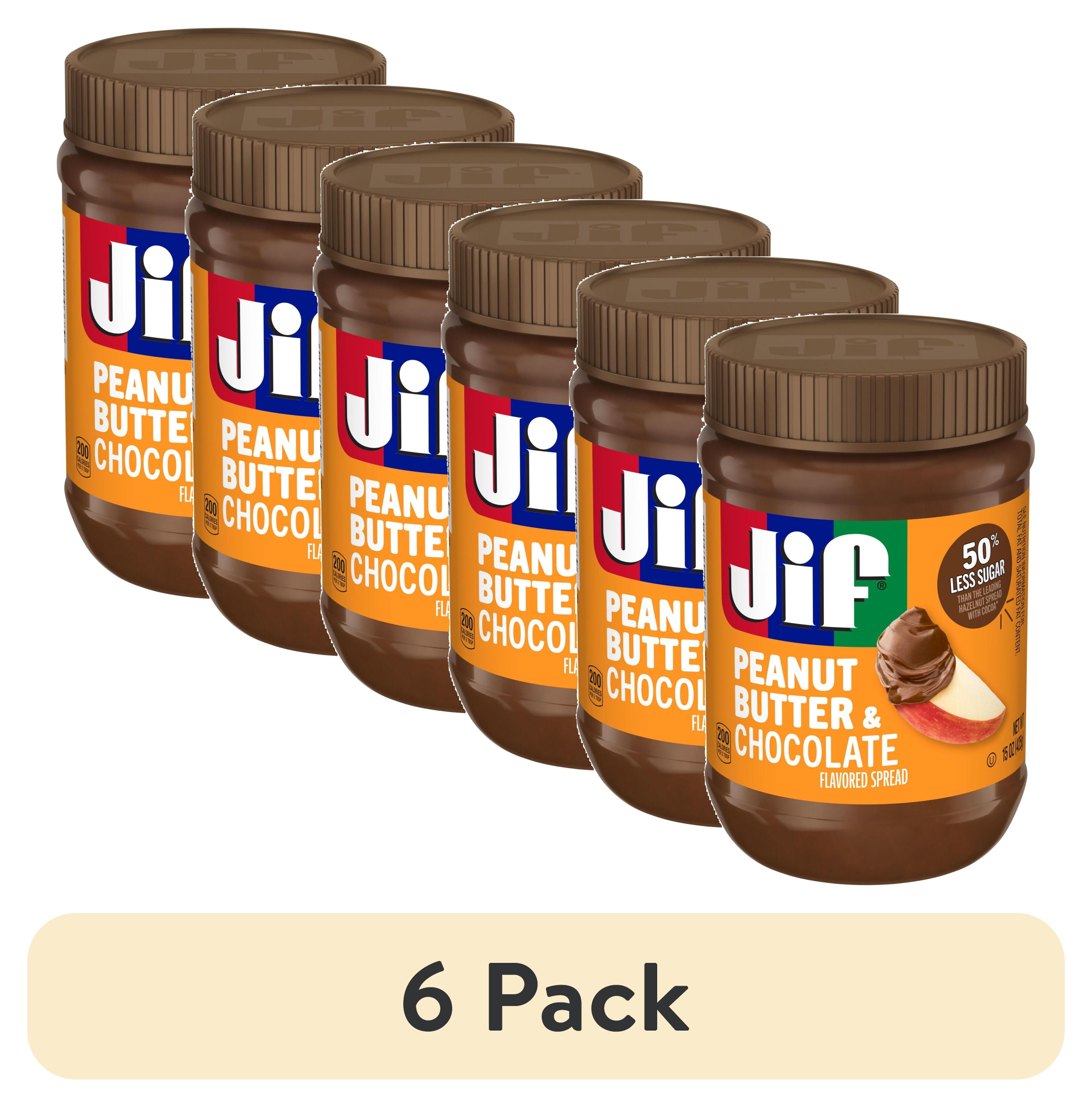 (6 pack) Jif Peanut Butter & Chocolate Flavored Spread, 15 oz Jar ...