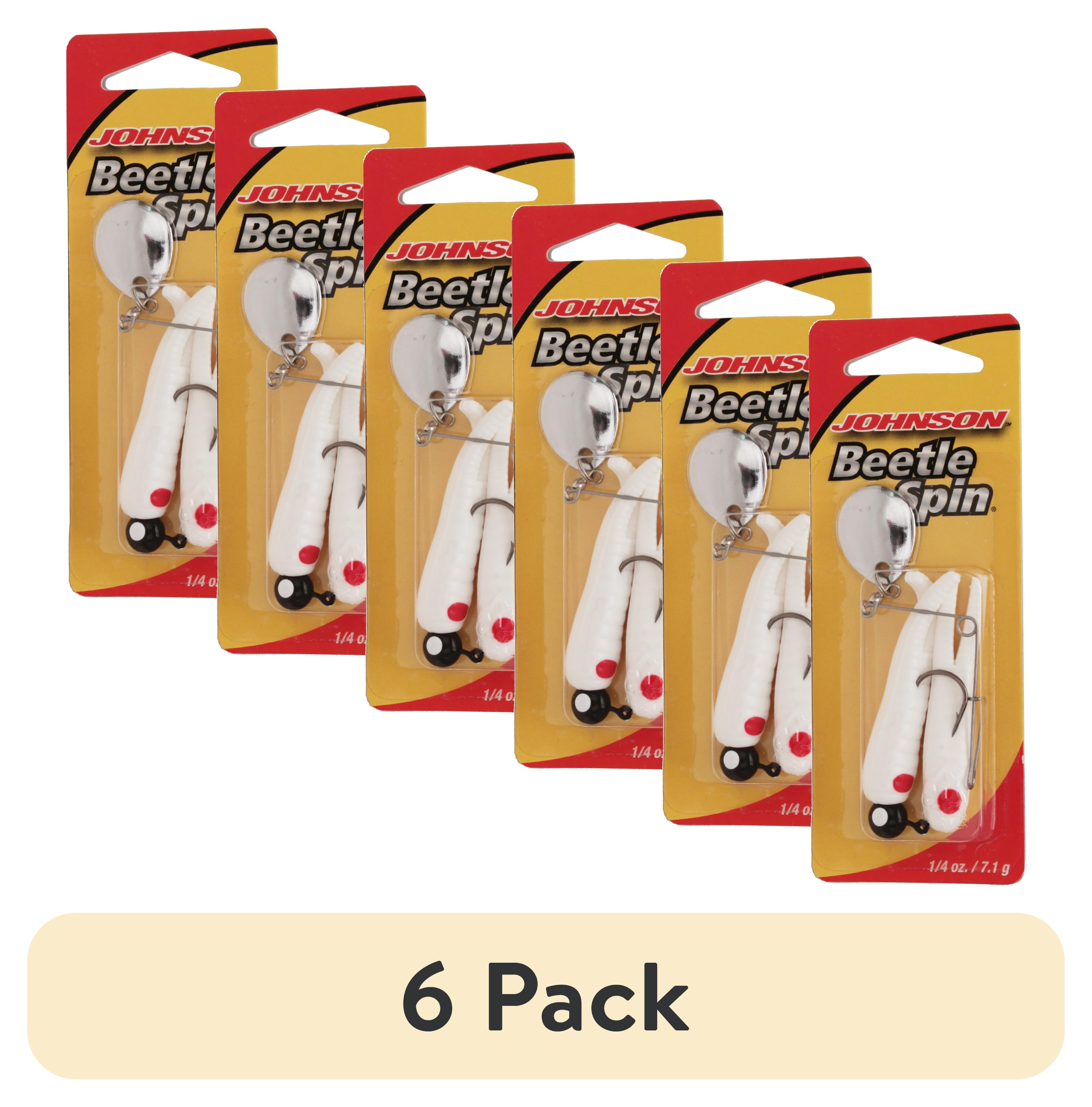 (6 pack) Johnson Original Beetle Spin Fishing Lure, White Red Dot, 2 in ...