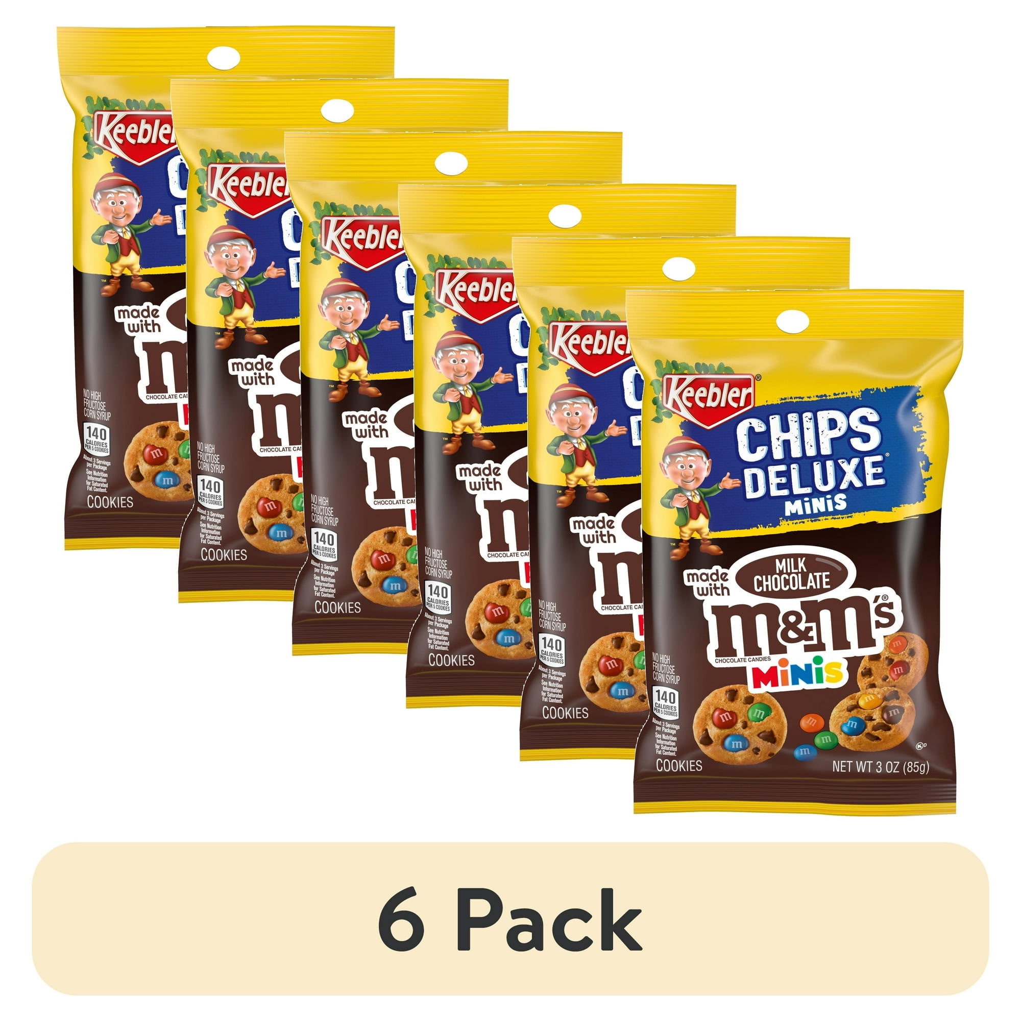 (6 pack) Keebler Chips Deluxe Mini M&M's Cookies 3 Ounce Peg - Walmart.com