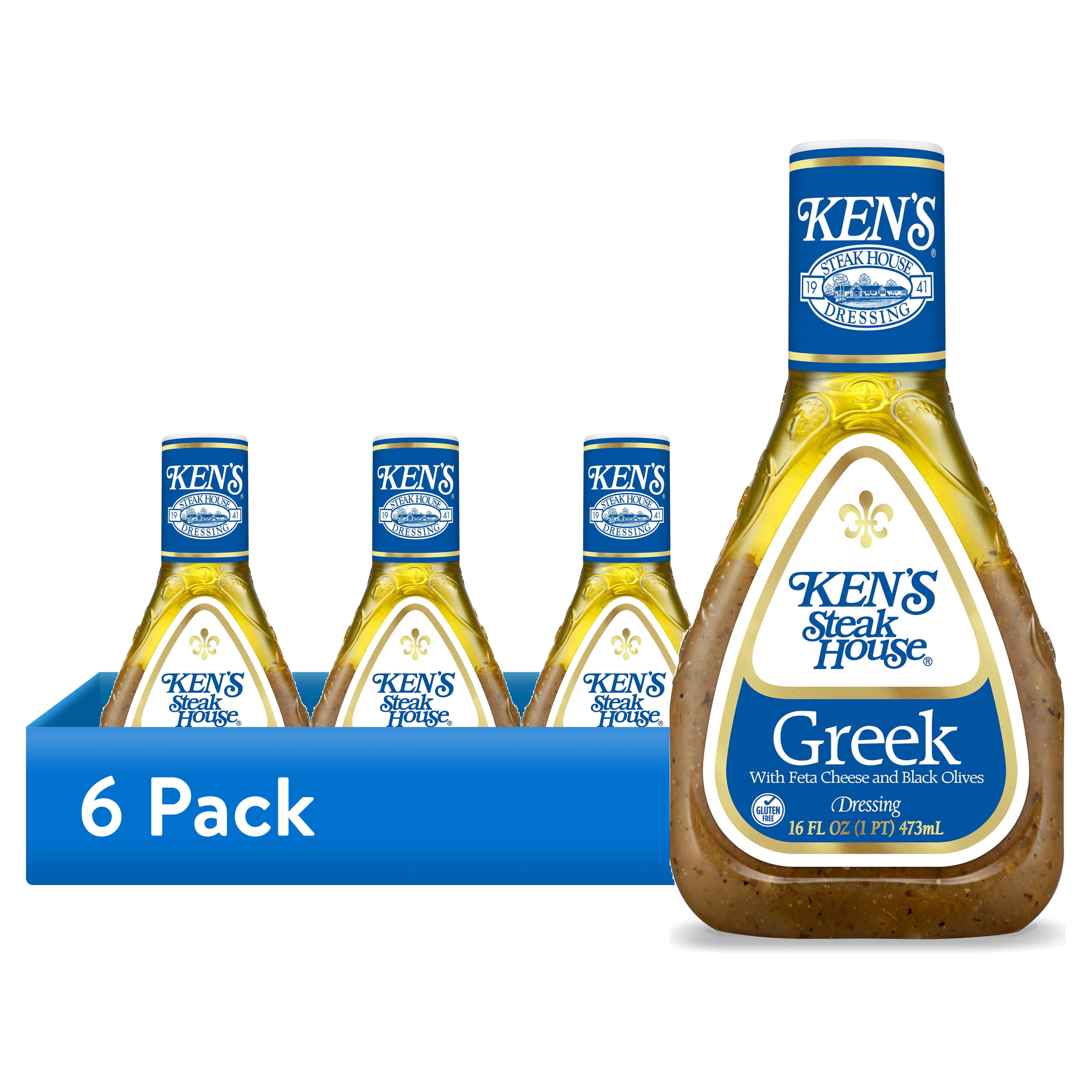 (6 pack) Ken's Steak House Greek Salad Dressing 16 fl oz - Walmart.com