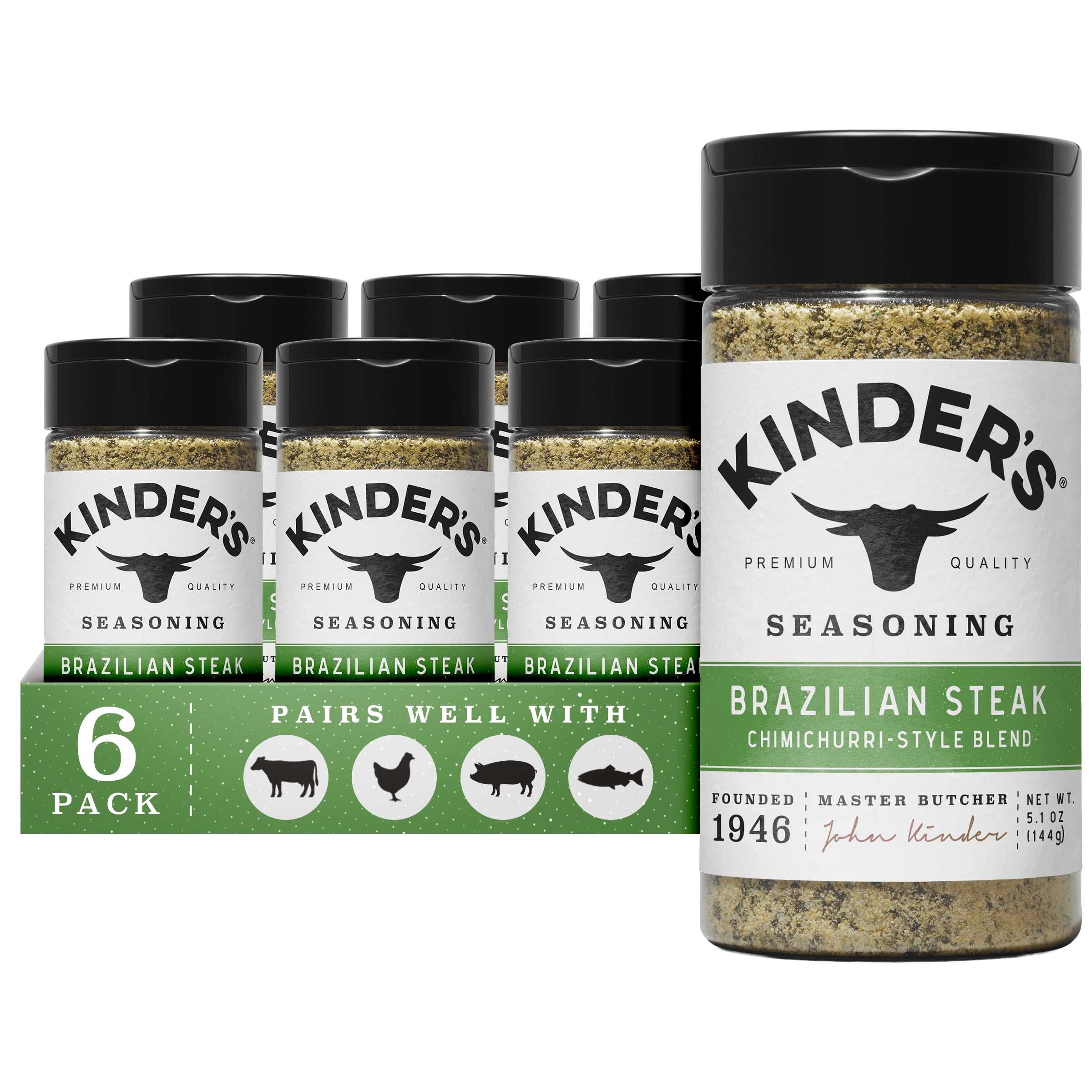 Kinder' Steak Seasoning 6pk | Spice tins for grocery retail - Walmart ...