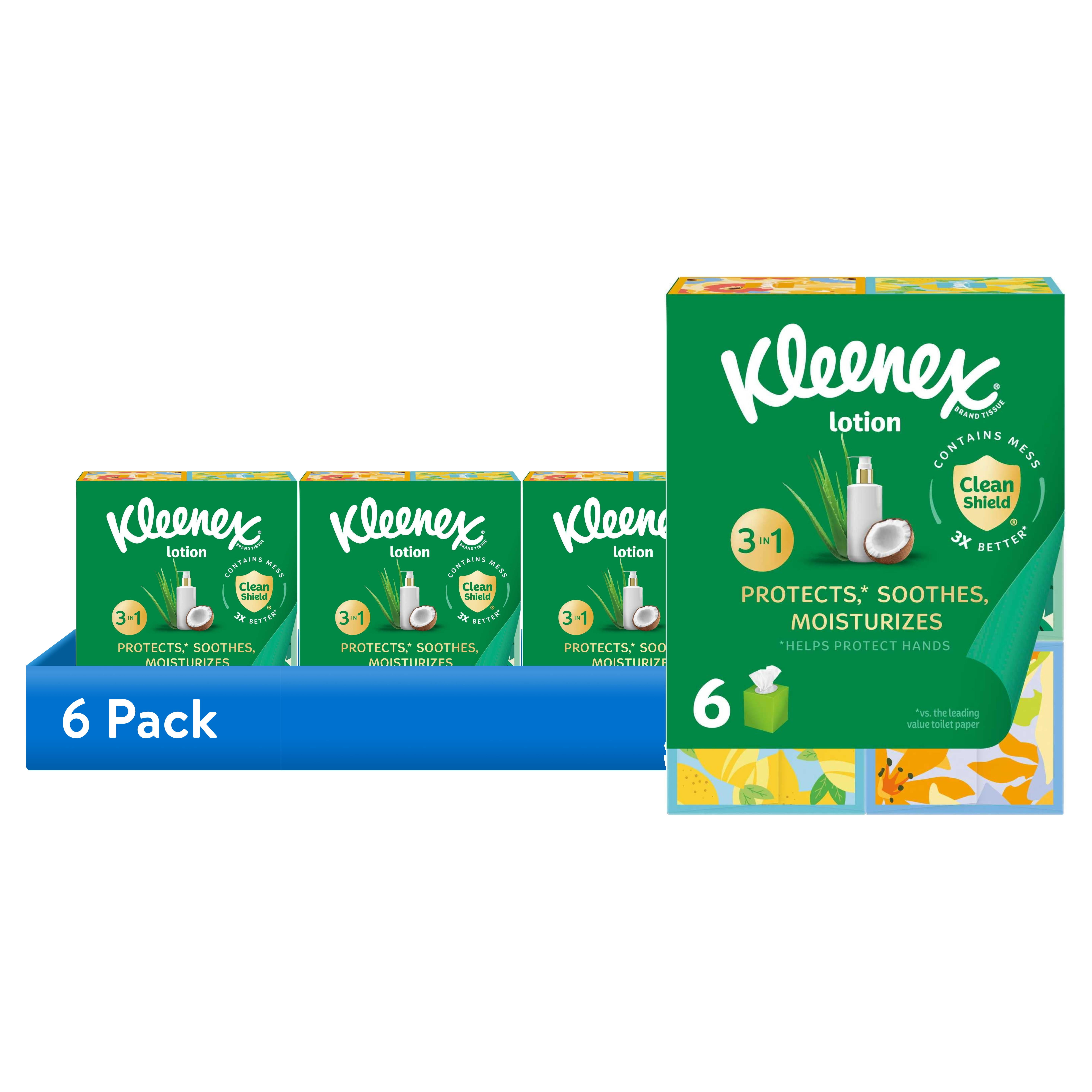 (6 pack) Kleenex Lotion Facial Tissues with Coconut Oil, 6 Cube Boxes ...