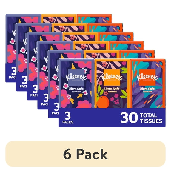 (6 pack) Kleenex On-The-Go Facial Tissues, 3 On-The-Go Packs, 10 ...
