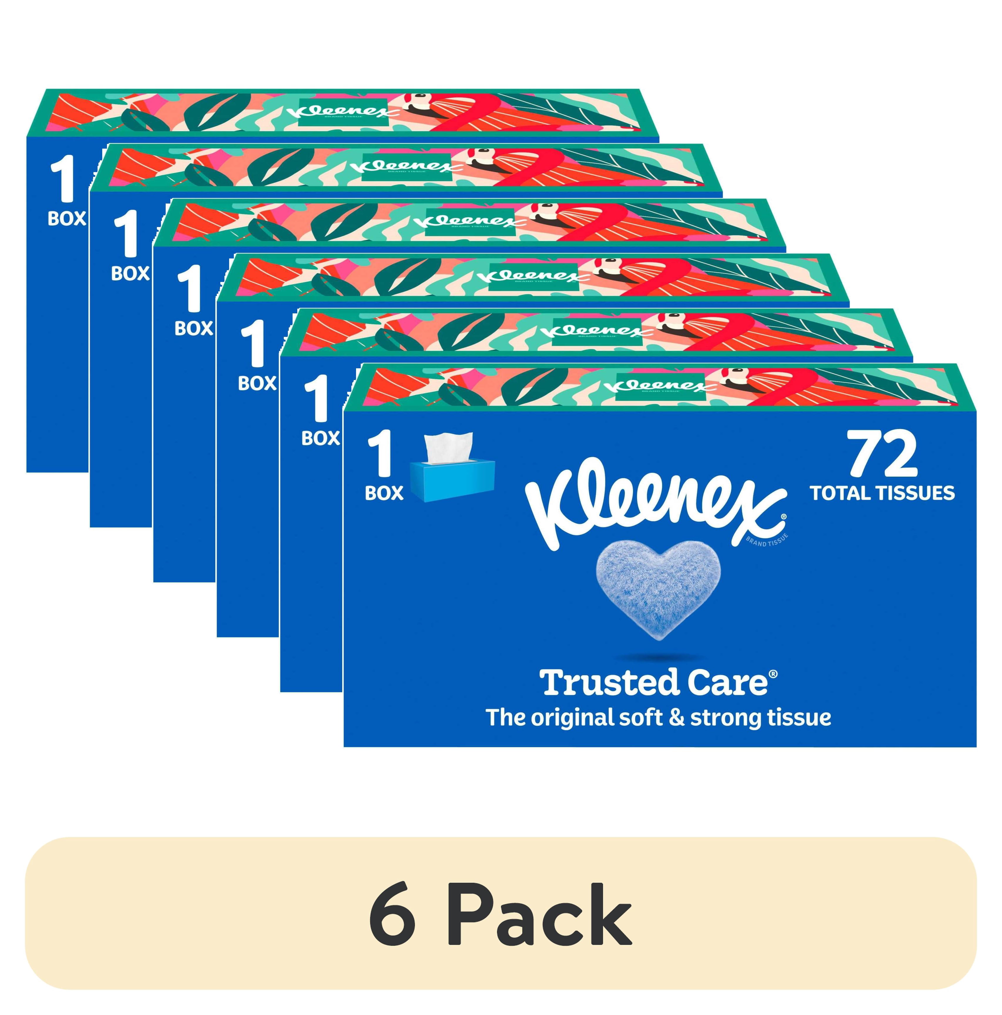 (6 pack) Kleenex Trusted Care Facial Tissues, 1 Flat Box, 72 Tissues ...