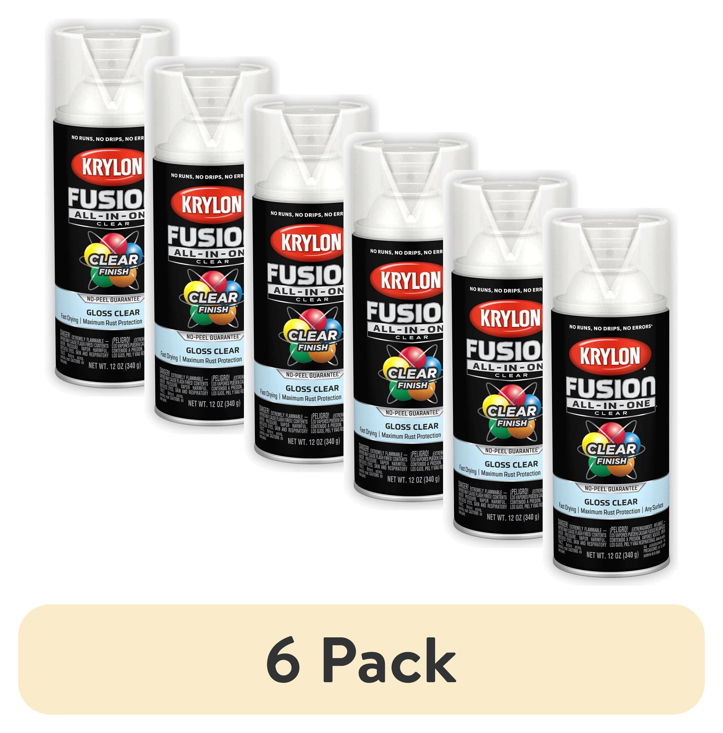 (6 pack) Krylon K02705007 Fusion All-In-One Clear, Gloss, Clear, 12 oz ...