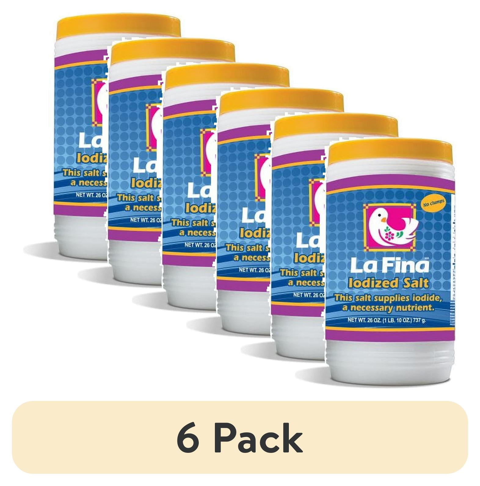(6 pack) LA FINA IODIZED TABLE SALT 26 OZ CANISTER - Walmart.com