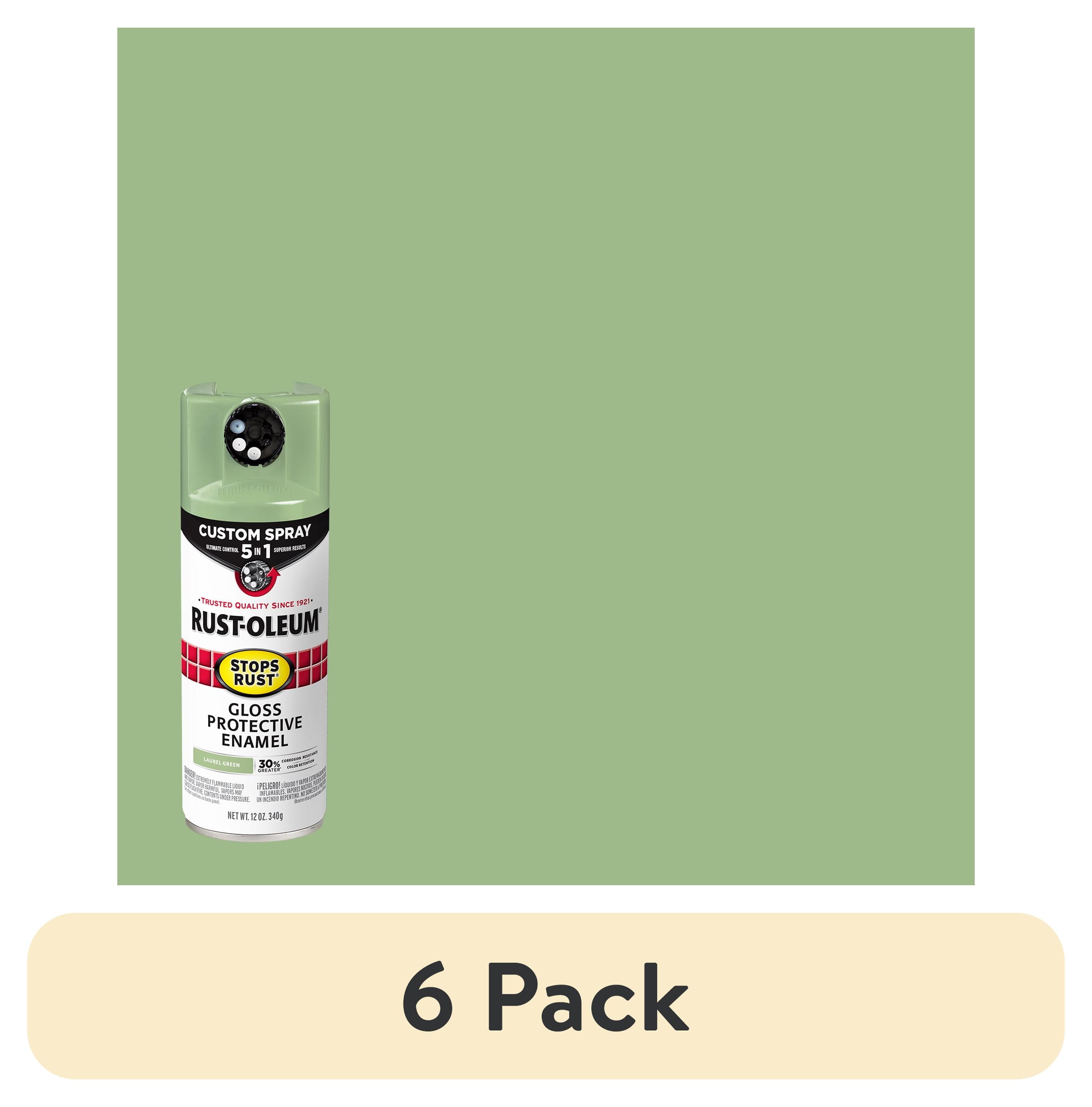 (6 pack) Laurel Green, Rust-Oleum Stops Rust Custom Sprays 5 in 1 Gloss ...