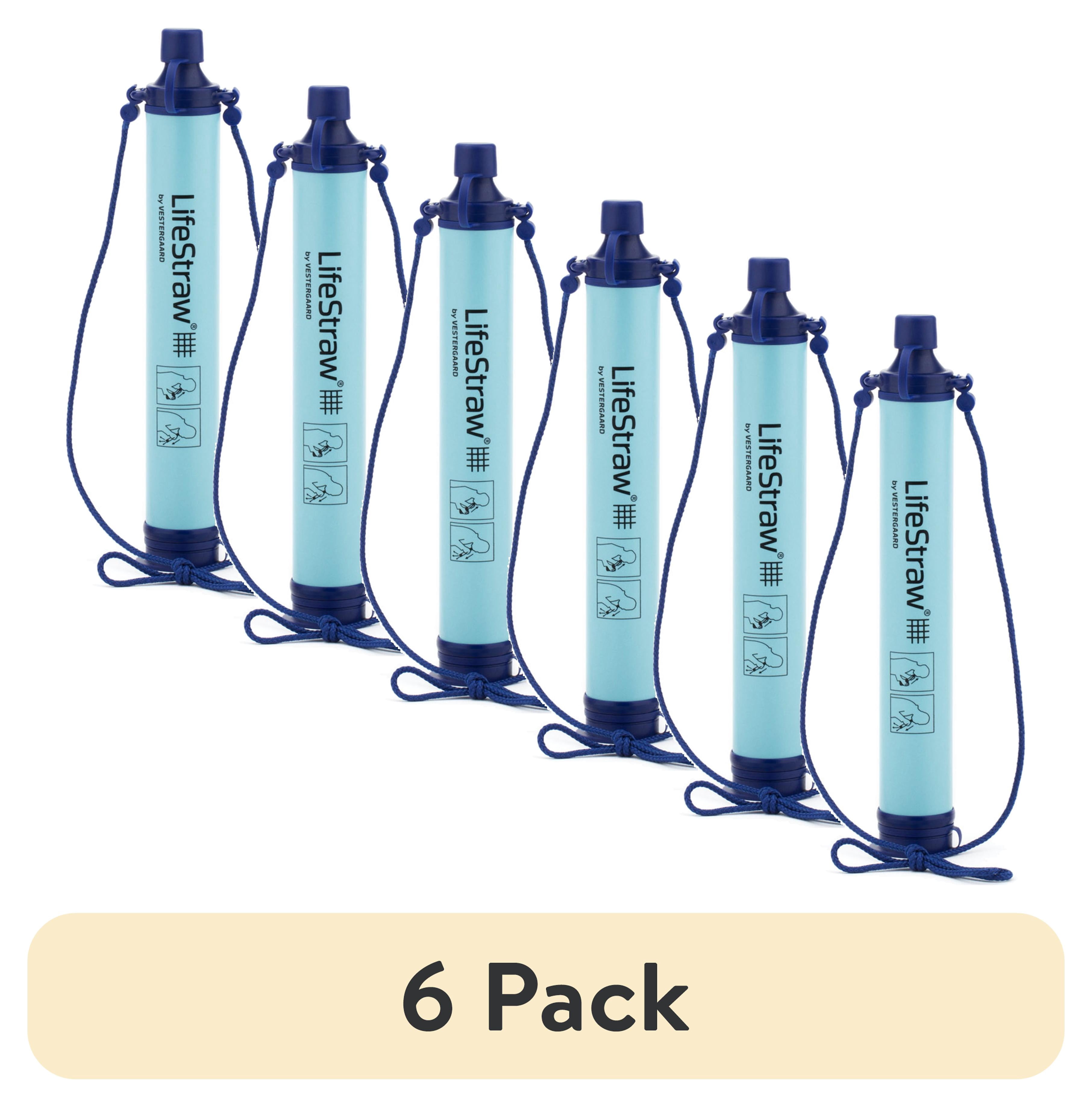 (6 pack) Lifestraw Personal Water Filter for Travel, Hiking, Camping ...