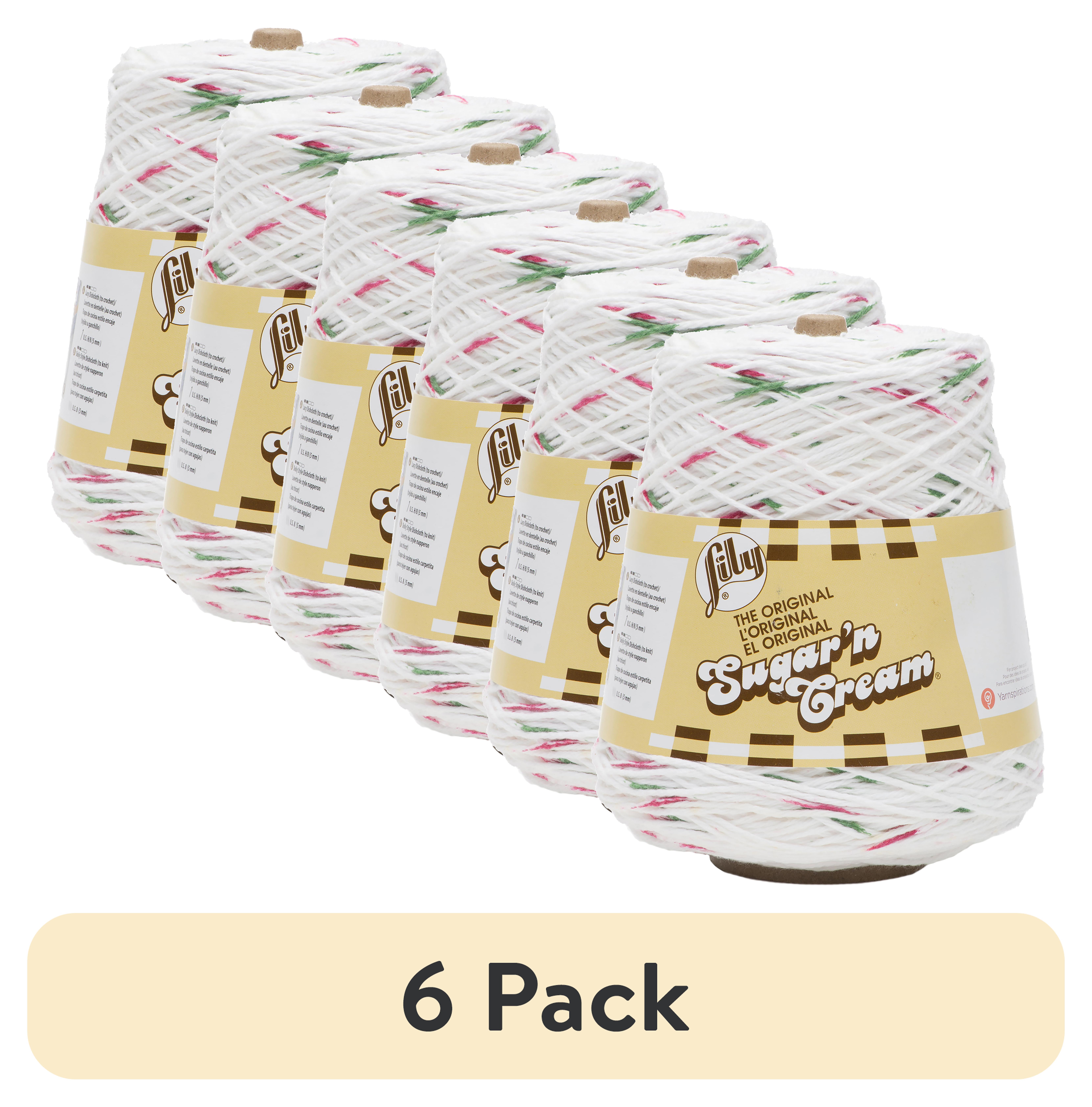 (6 pack) Lily Sugar N Cream® Cones™ #4 Worsted (Medium) Cotton Yarn ...
