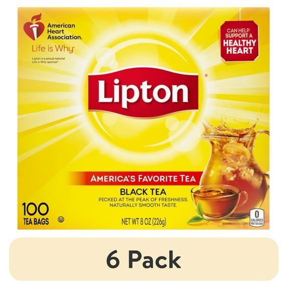 (6 pack) Lipton Tea Bags, Regular Black Tea, 100 Ct - Walmart.com