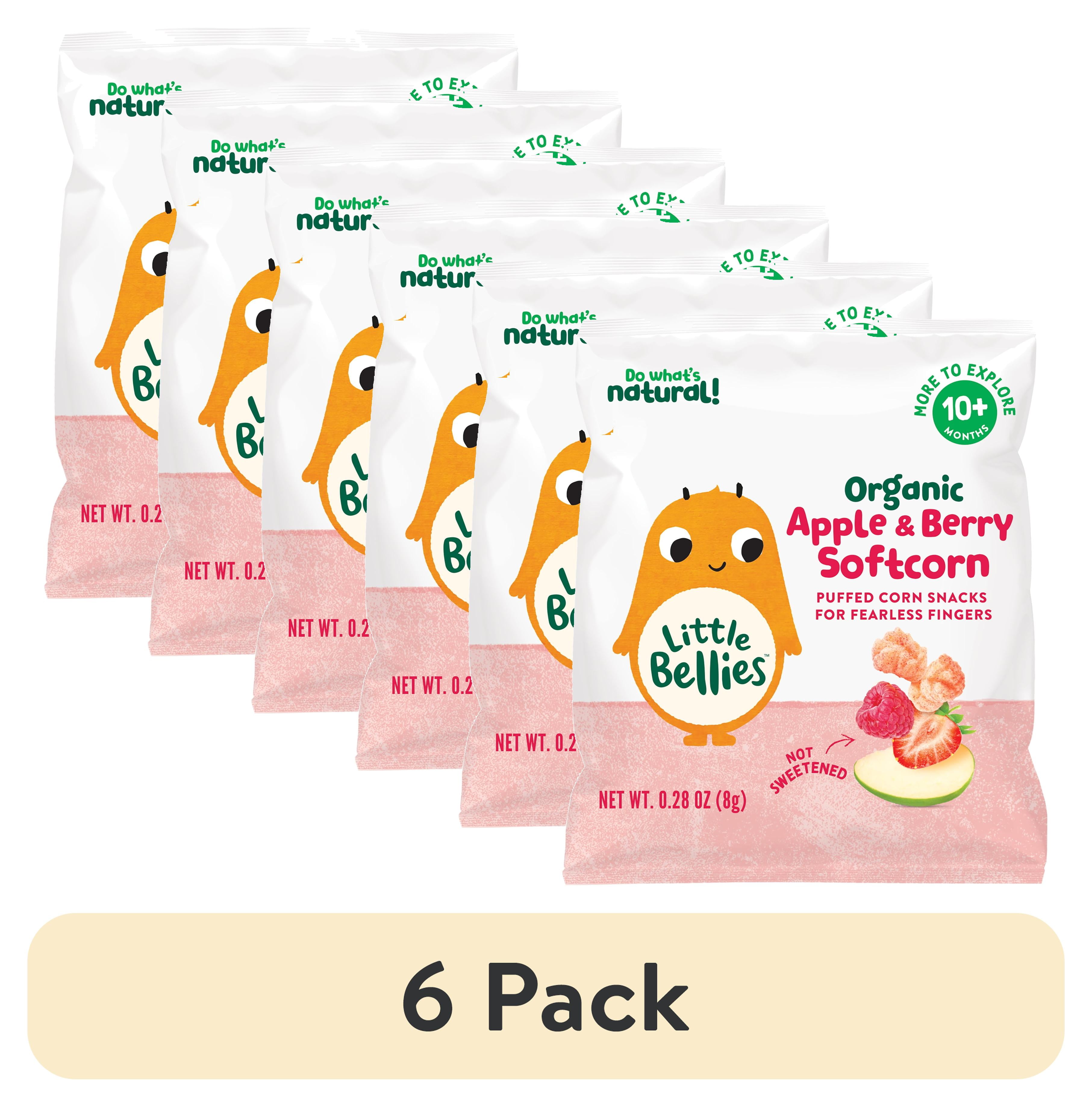 (6 pack) Little Bellies Organic Apple & Berry Softcorn Snack, Baby ...