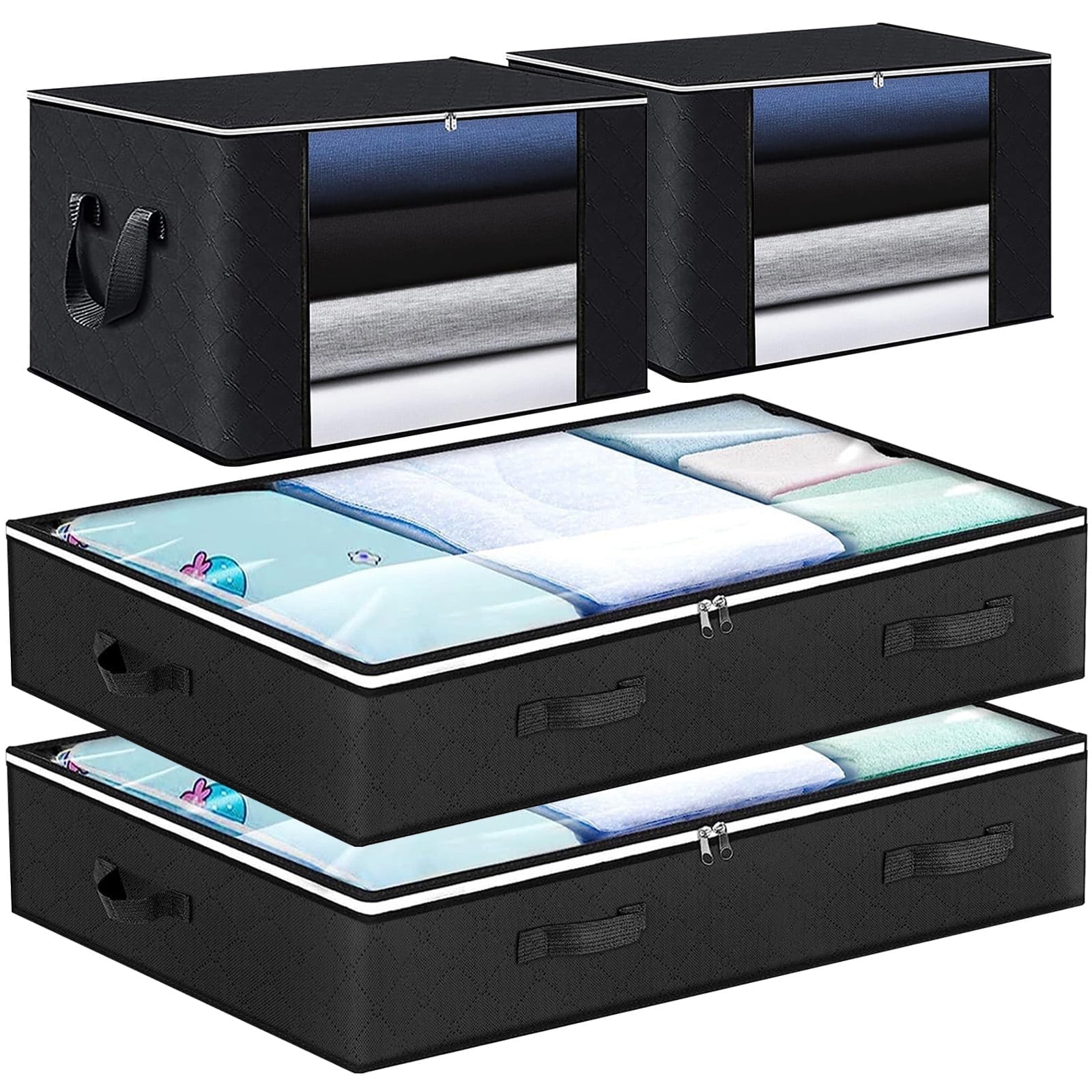 (6 pack) Lockways 4 Pack 90L Large Closet and Under Bed Storage ...