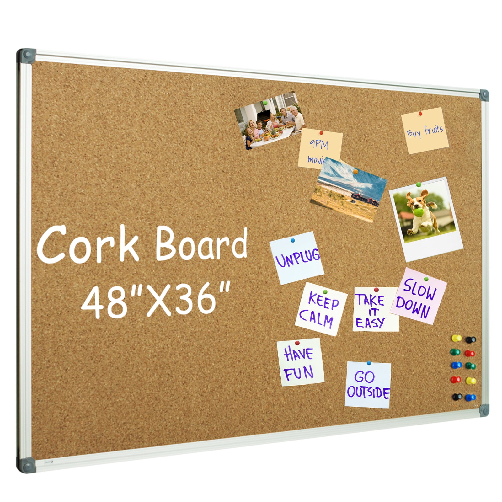 (6 pack) Lockways Large Cork Board for Wall 48" x 36" Cork Bulletin ...