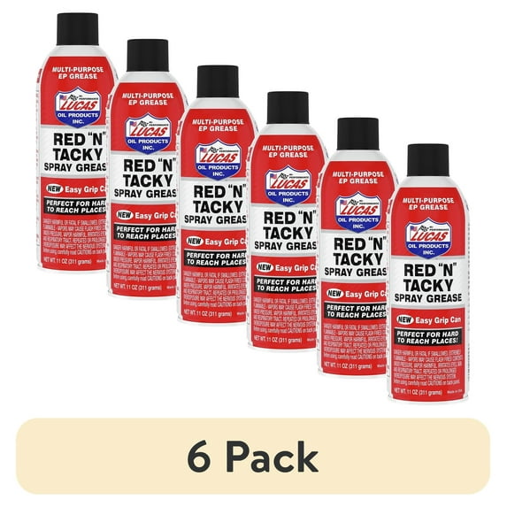 (6 pack) Lucas Oil Red N Tacky Spray Grease 11 Ounce Easy Grip Can 8 ...