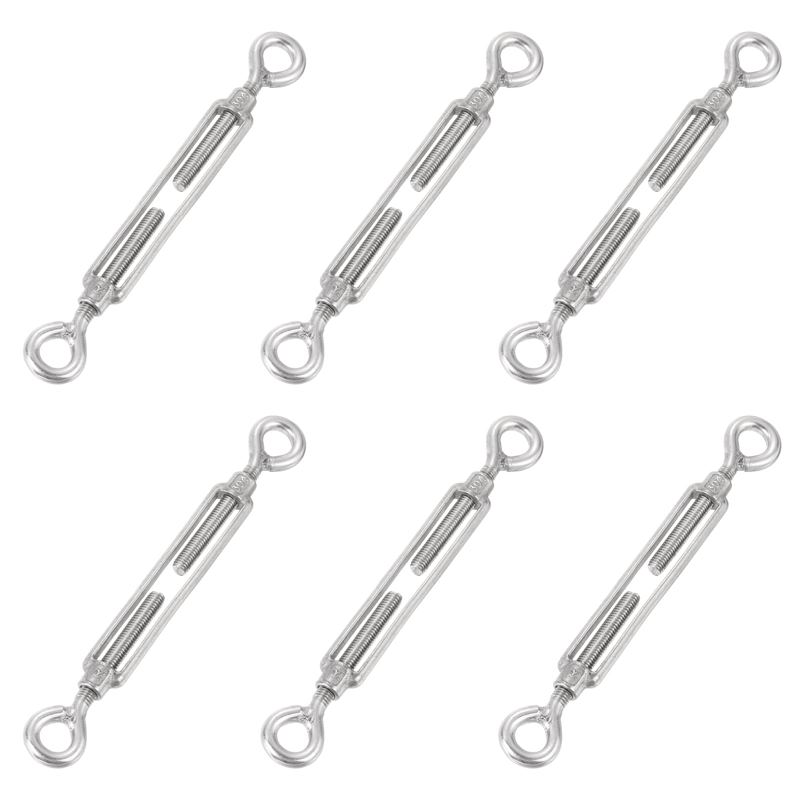 6 pack M8 Eye and Eye Turnbuckles Wire Rope Tension, 304 Stainless ...