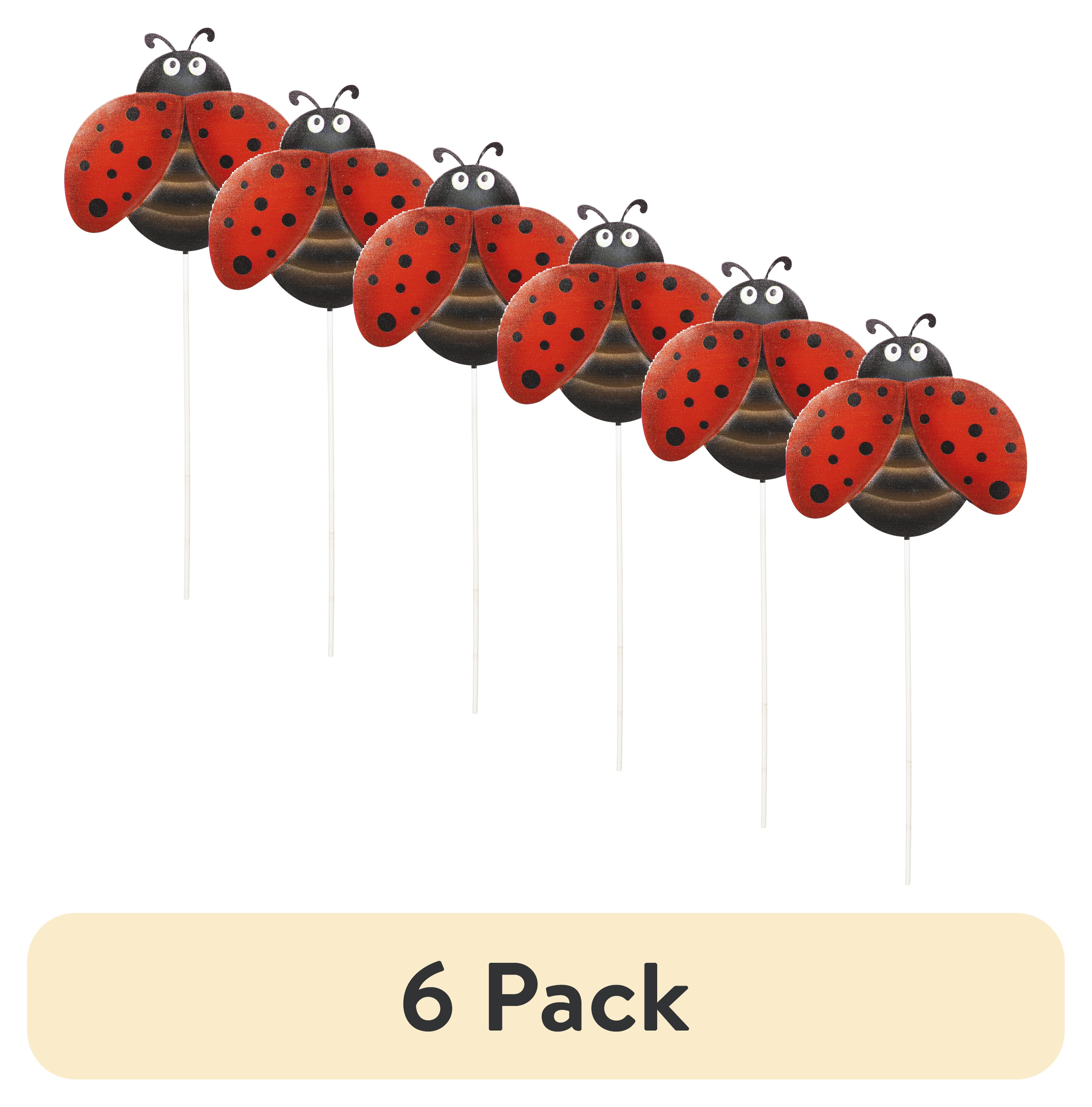 (6 pack) Mainstay 5" x 12" Metal Ladybug Plant Stake - Walmart.com
