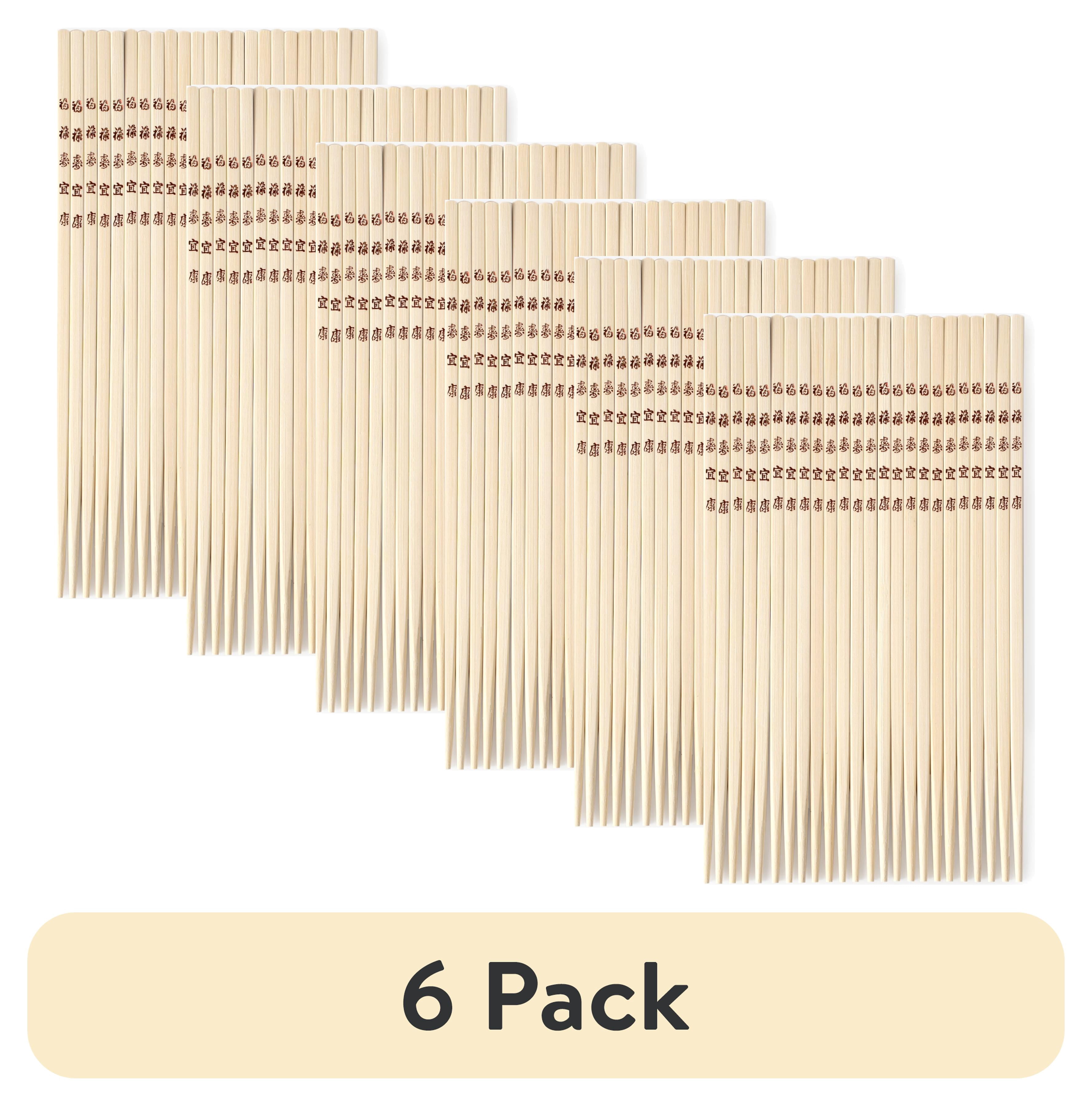 Mainstays 100% Bamboo Chopsticks Set, 12 Pairs, 10.43in, Reusable, Red ...