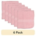 Mainstays 100% Cotton Washcloth 6 Pack, Soft & Durable, Pink, for ...