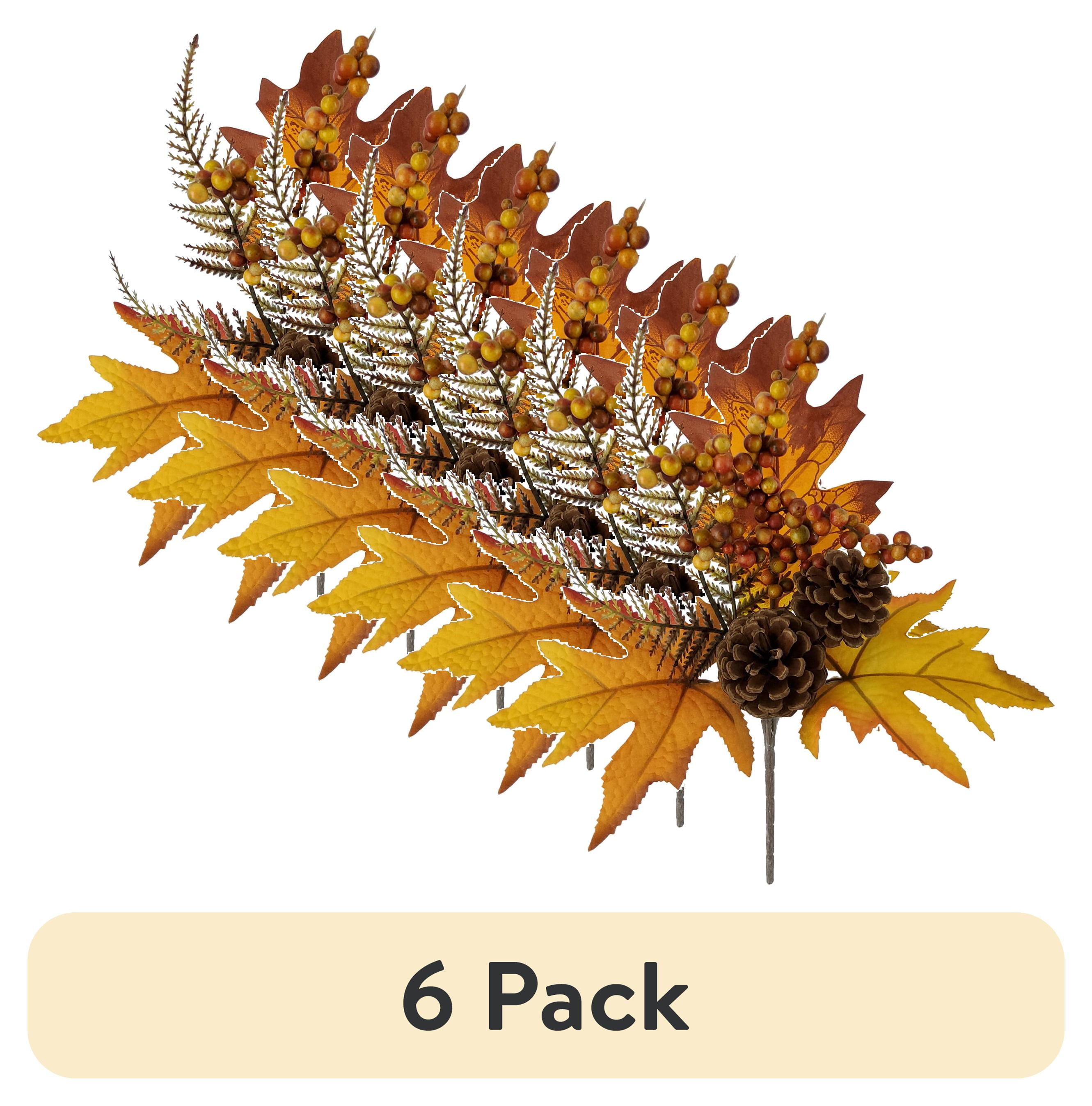 (6 pack) Mainstays 12in Indoor Artificial Orange Berry Pine Cone Pick ...