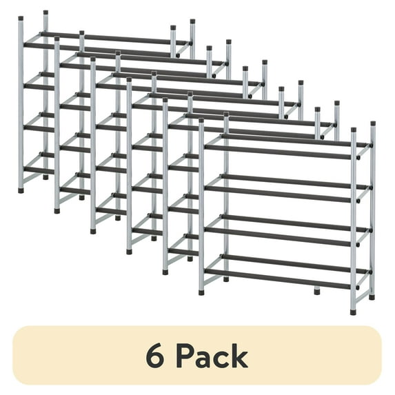 (6 pack) Mainstays 4-Tier Expandable Stackable Closet Storage Shoe Rack ...