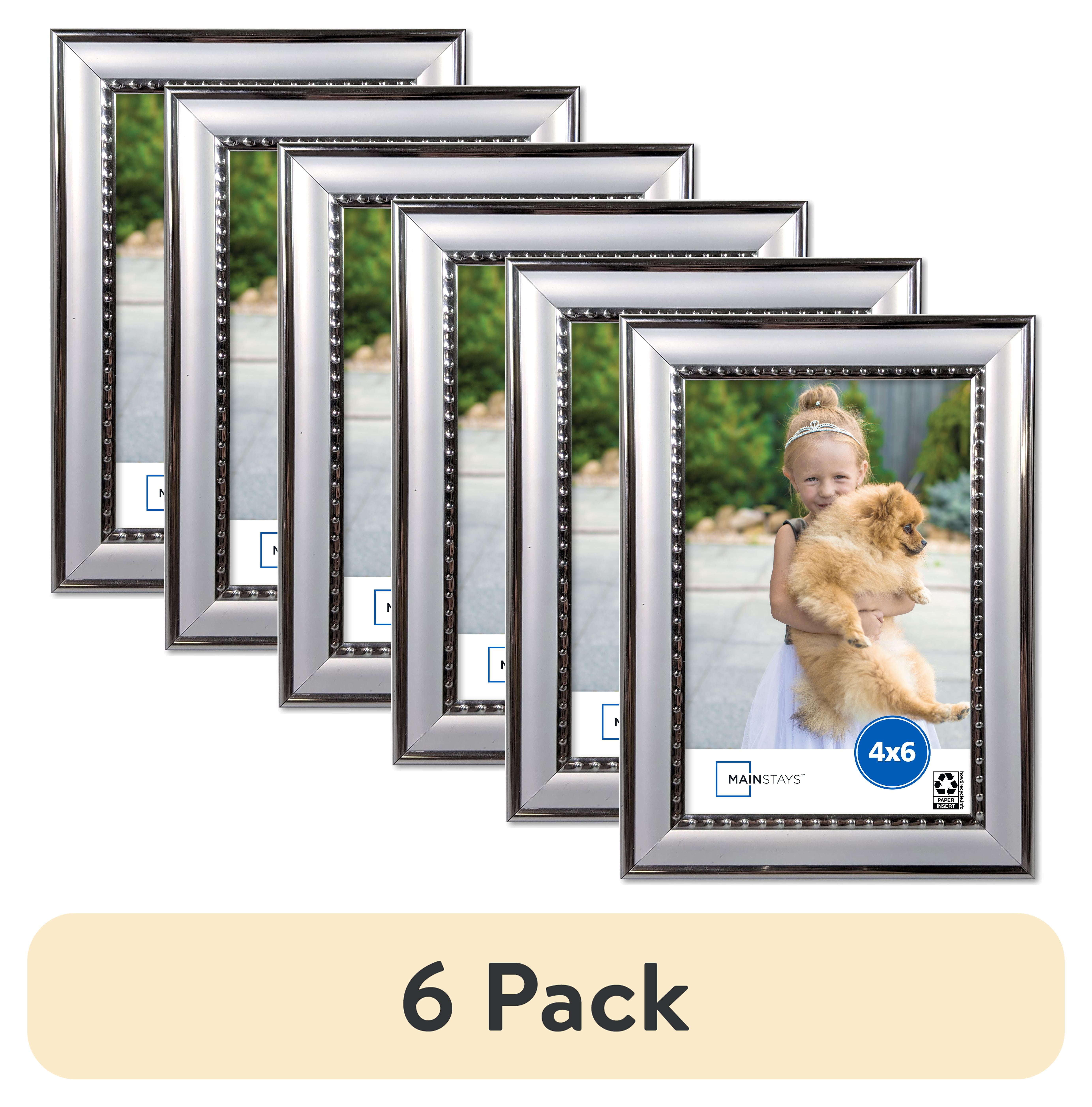 (6 pack) Mainstays 4x6 Silver Beaded Tabletop Photo Frame - Walmart.com