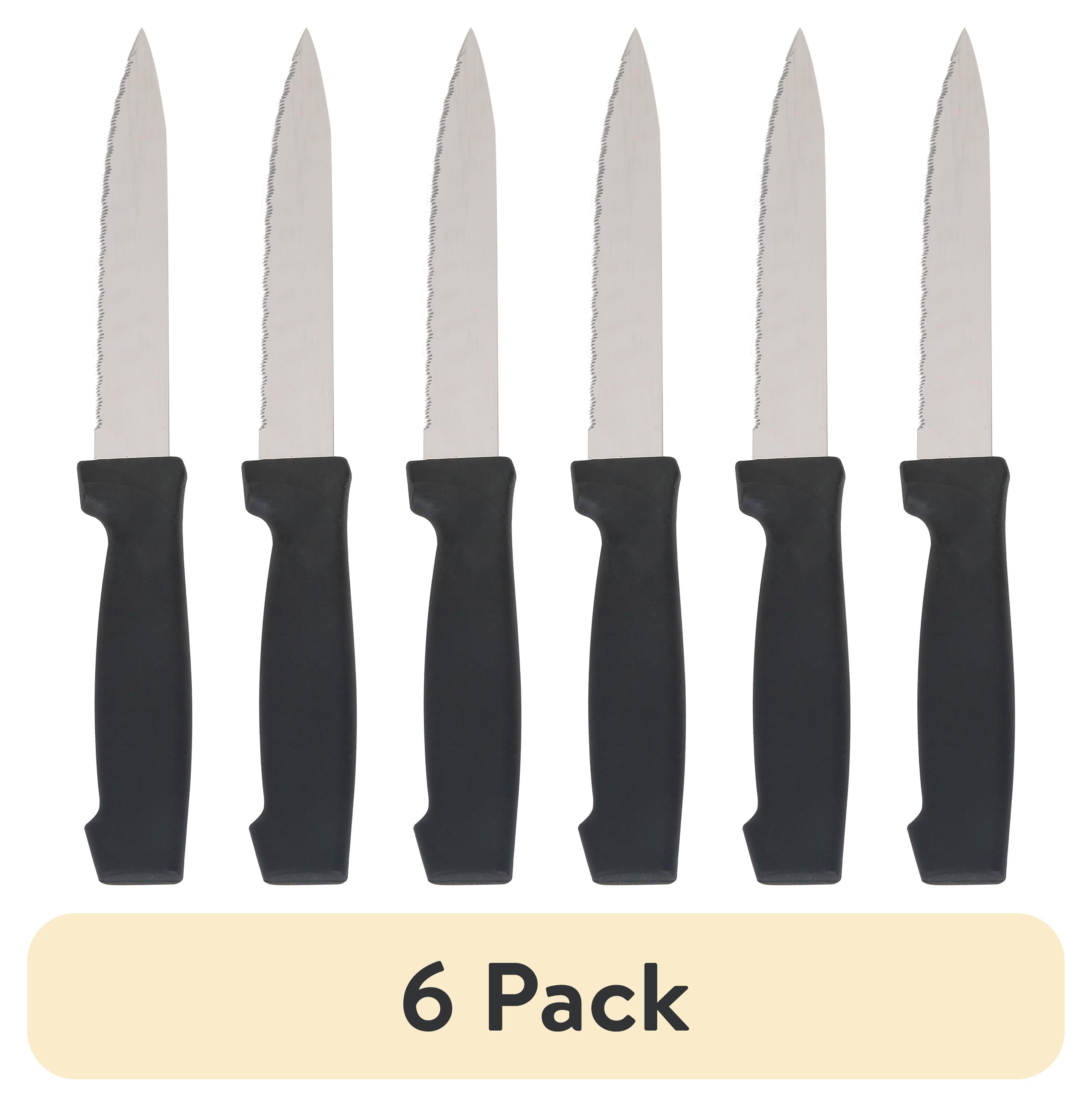 (6 pack) Mainstays 5" Stainless Steel Utility Knife with Black Plastic ...
