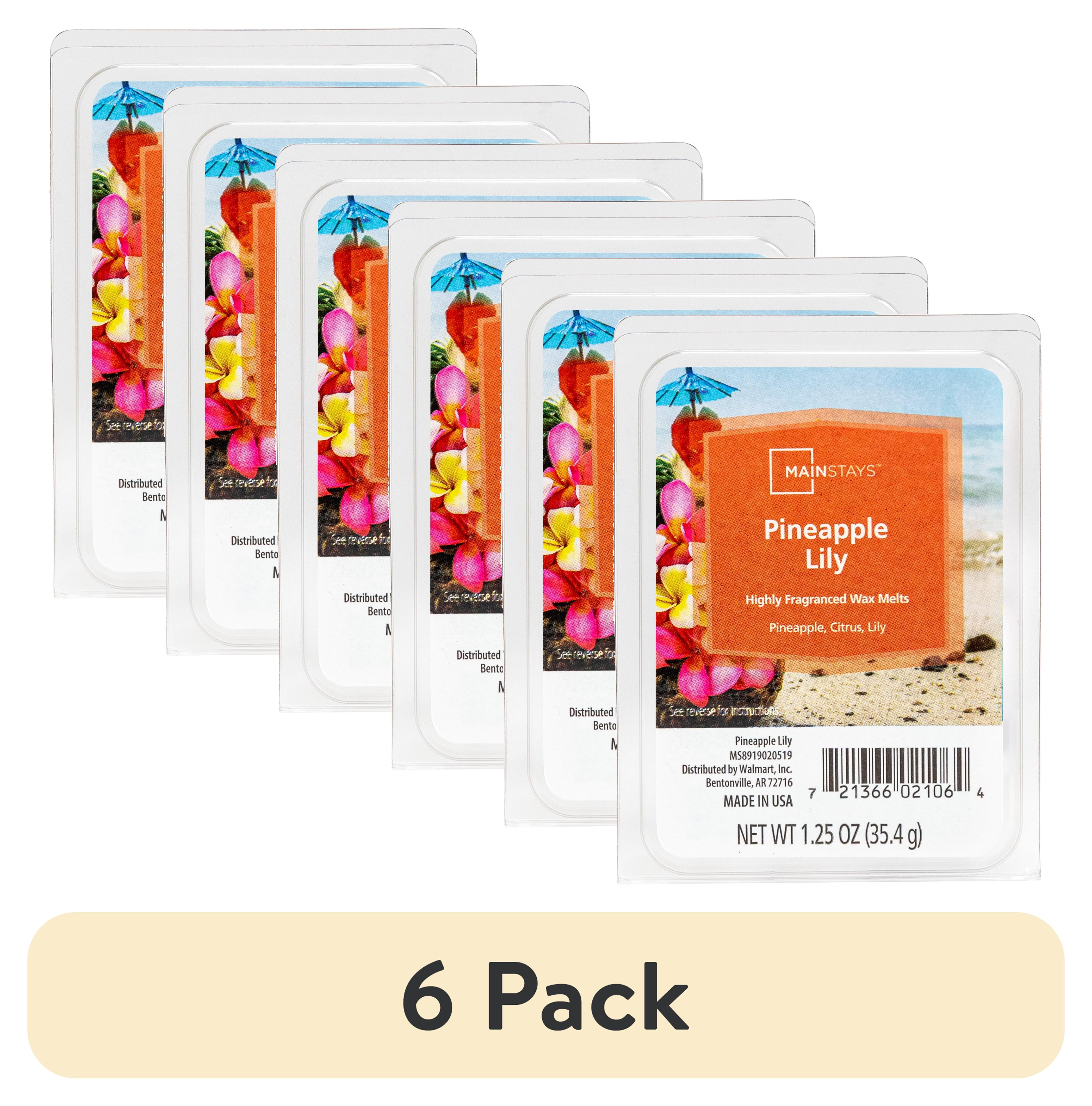 (6 pack) Mainstays 6 Cube Wax Melts, Pineapple Lily, 1.25 oz - Walmart.com
