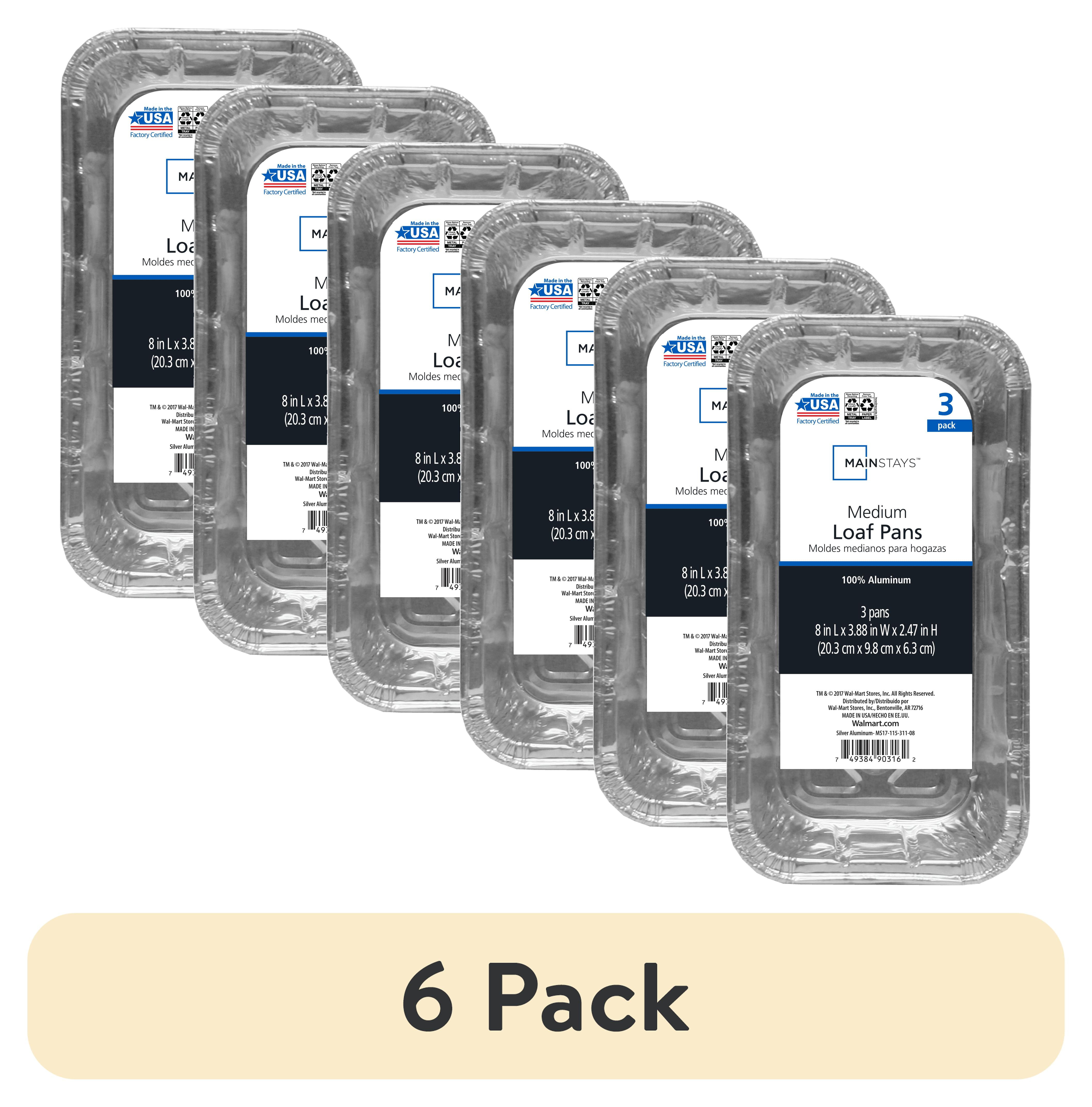 (6 pack) Mainstays Aluminum Foil 2 lb. Loaf Pans, 3 Count Disposable ...