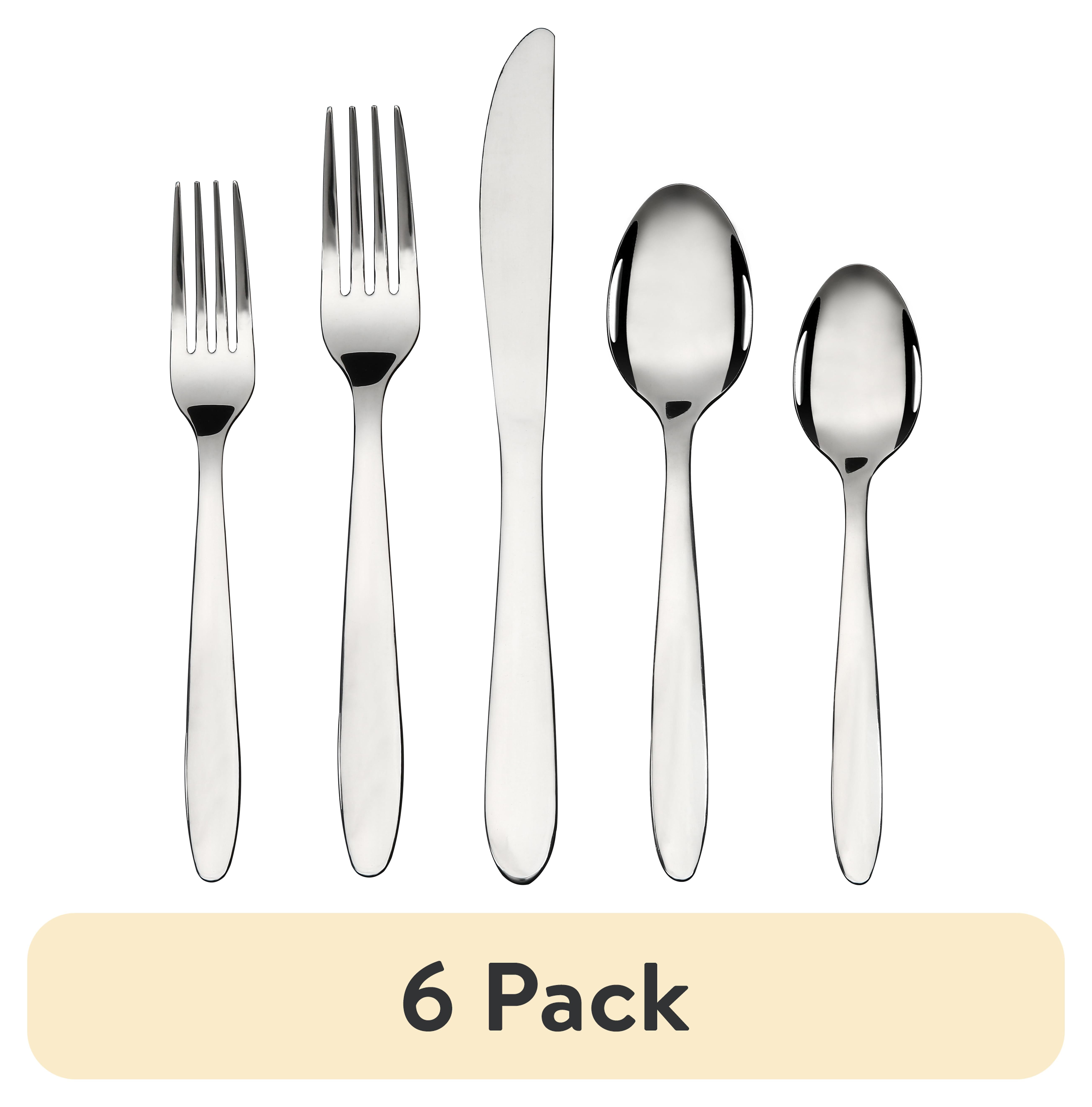 (6 pack) Mainstays Breck 20-Piece Stainless Steel Silver Flatware Set ...