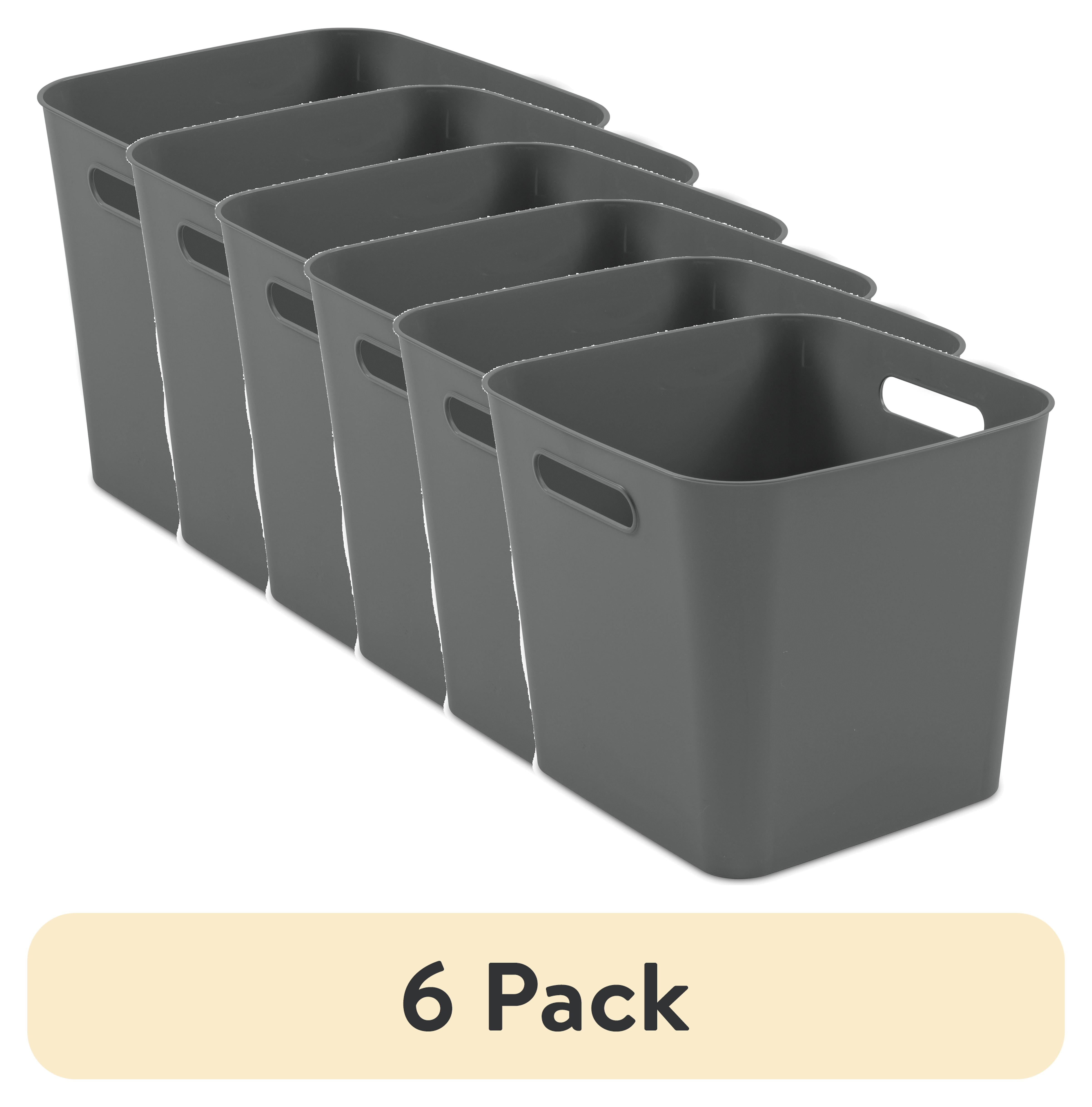 (6 pack) Mainstays Cube Gray Plastic Storage Bin, 11 in x 10 in ...