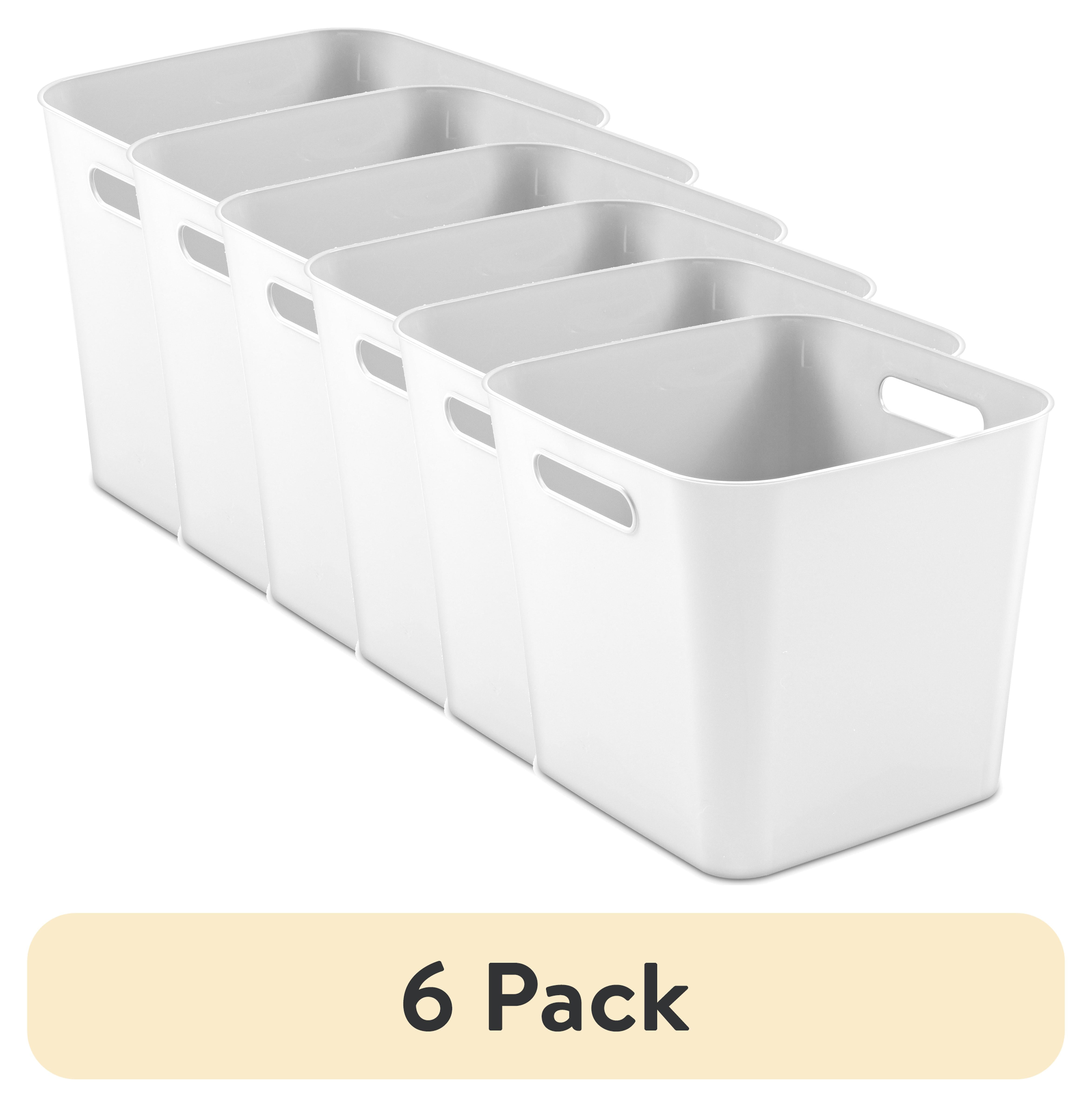 (6 pack) Mainstays Cube White Plastic Storage Bin, 11 in x 10 in ...