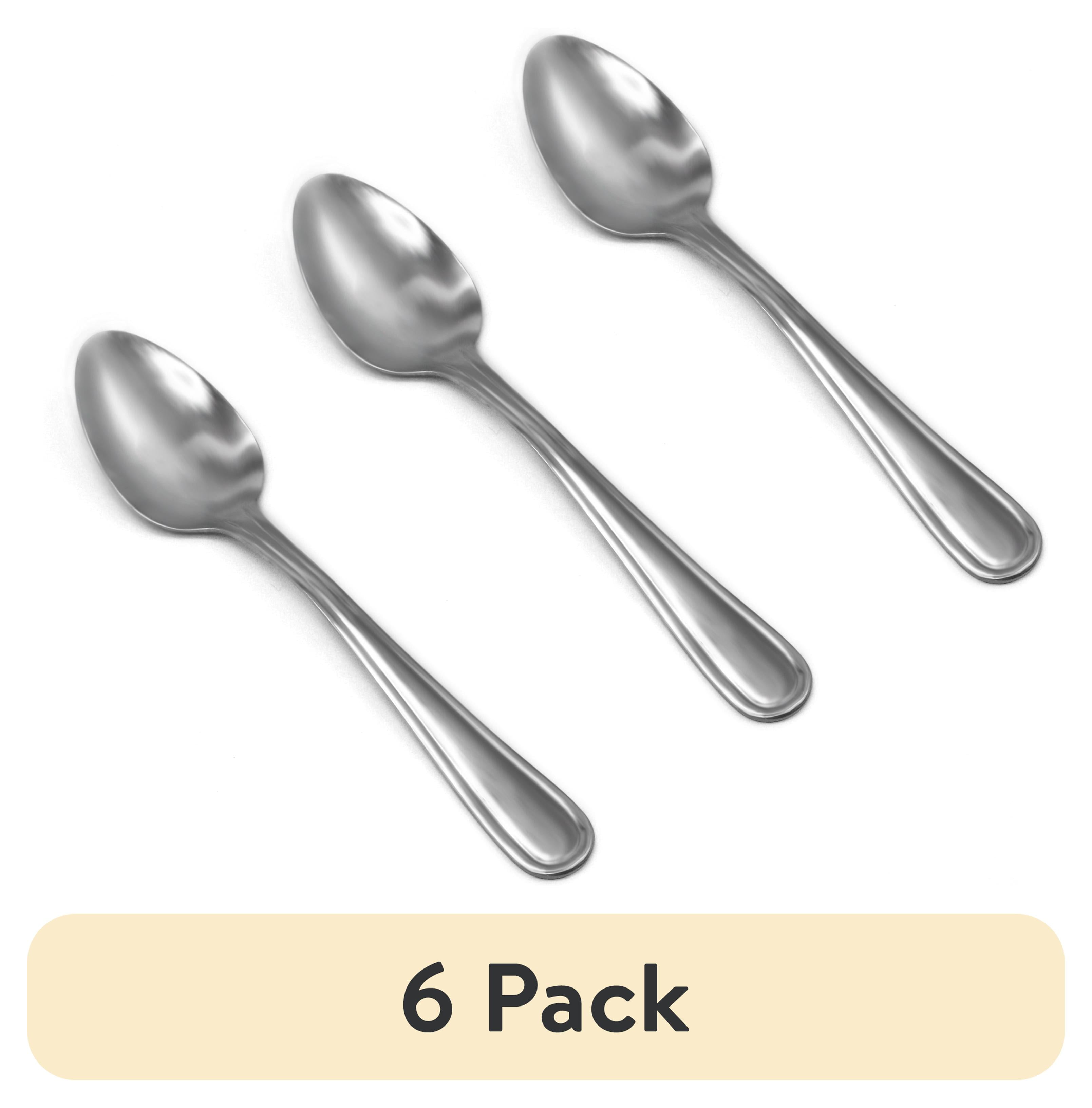 (6 pack) Mainstays Fleetline Stainless Steel Adult Teaspoon, 3-Piece ...