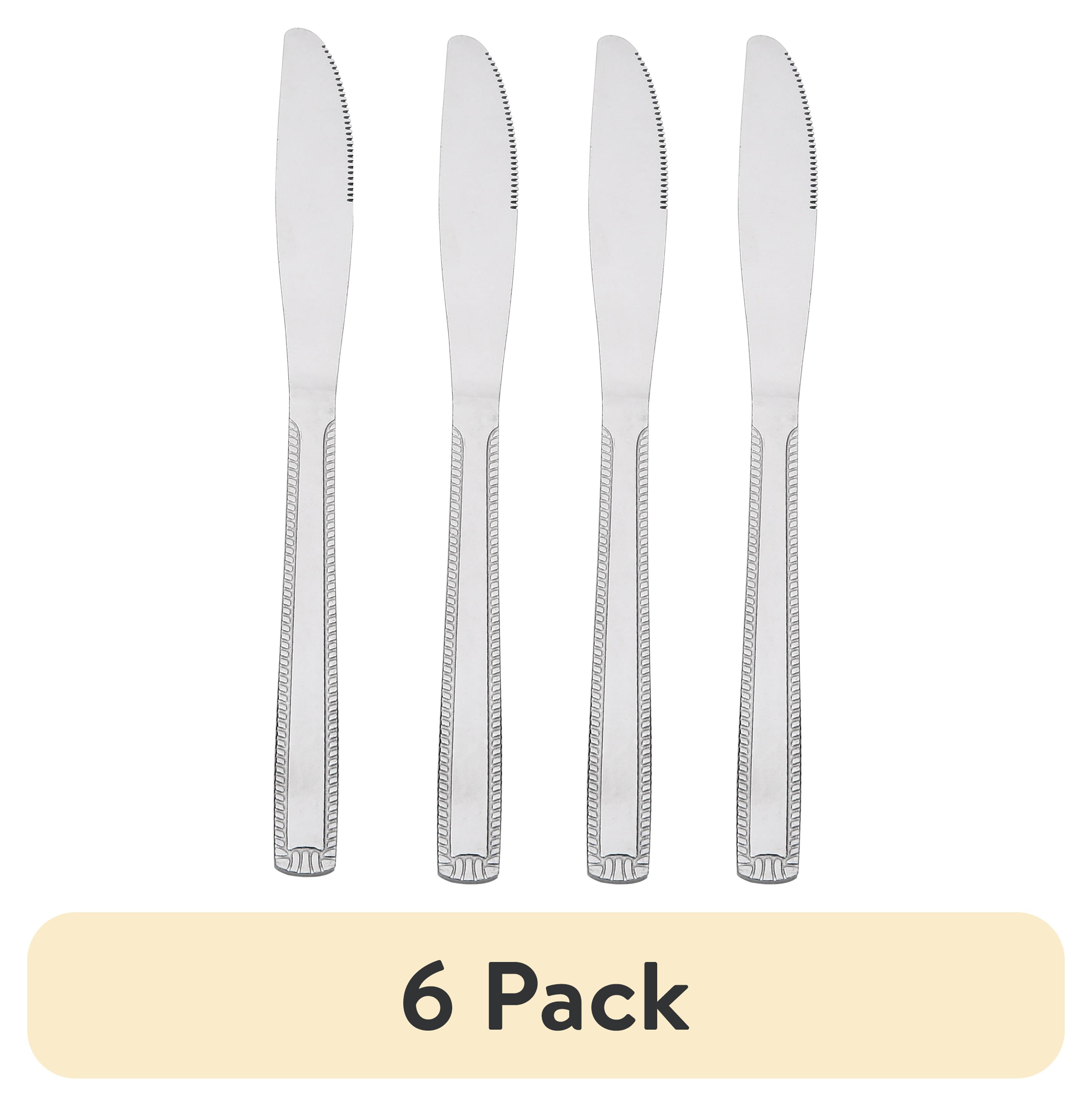 Mainstays Lace Stainless Steel Flatware 4-Piece Dinner Knife Set ...