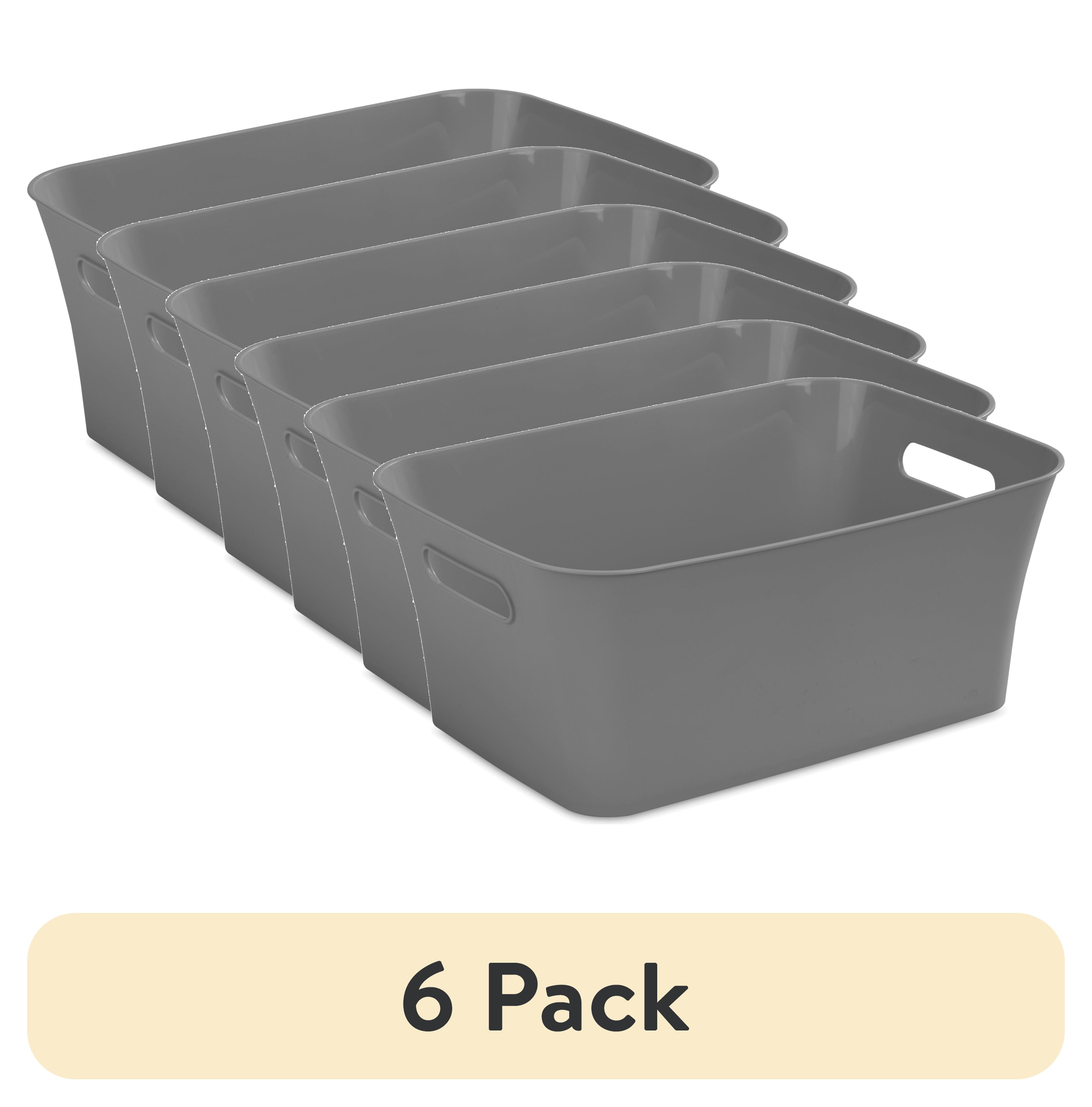 (6 pack) Mainstays Medium Storage Bin Plastic, Gray - Walmart.com