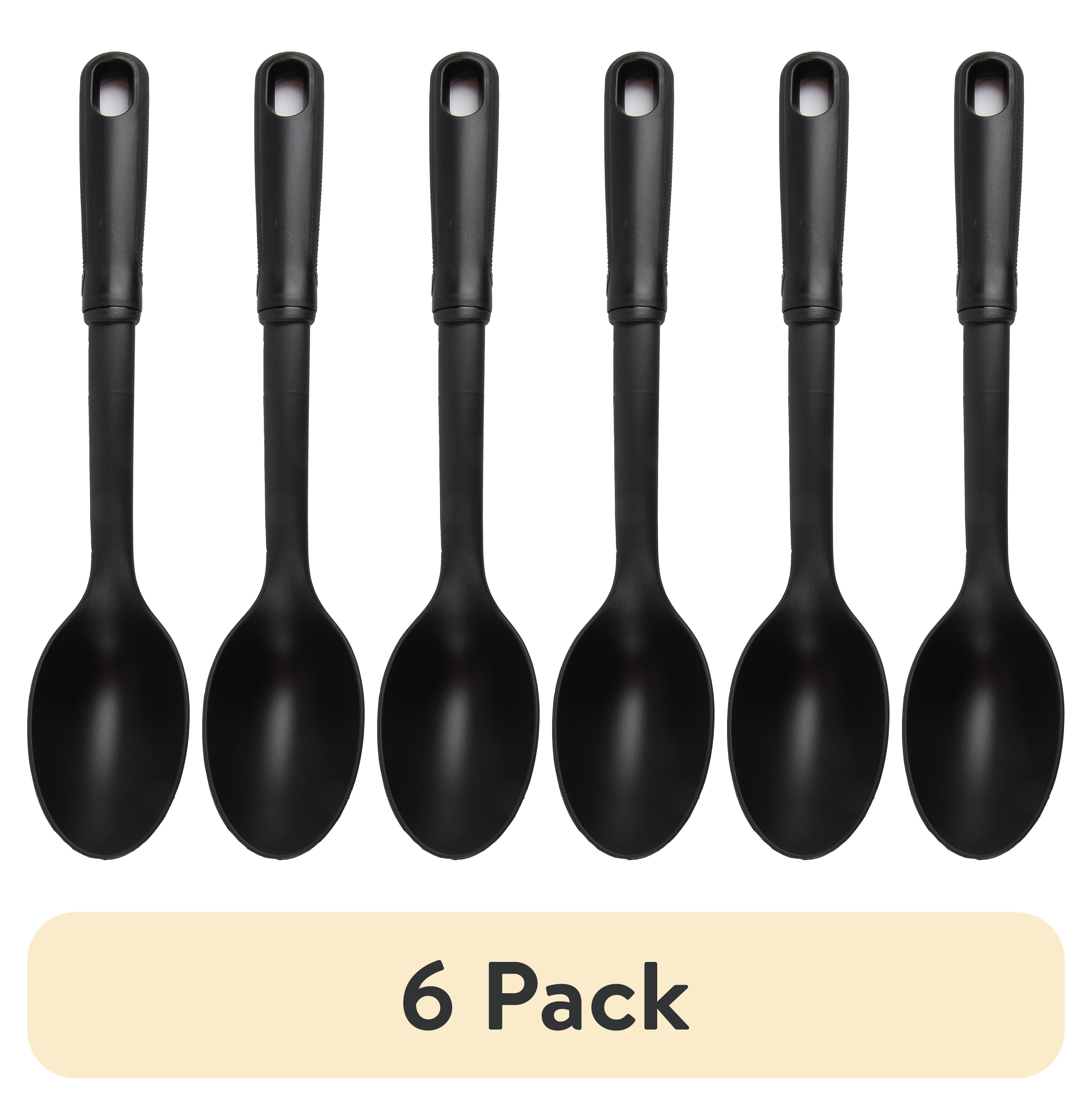 Mainstays Nylon Basting Spoon 6 Pack Soft-Touch Handle Black Dishwasher ...