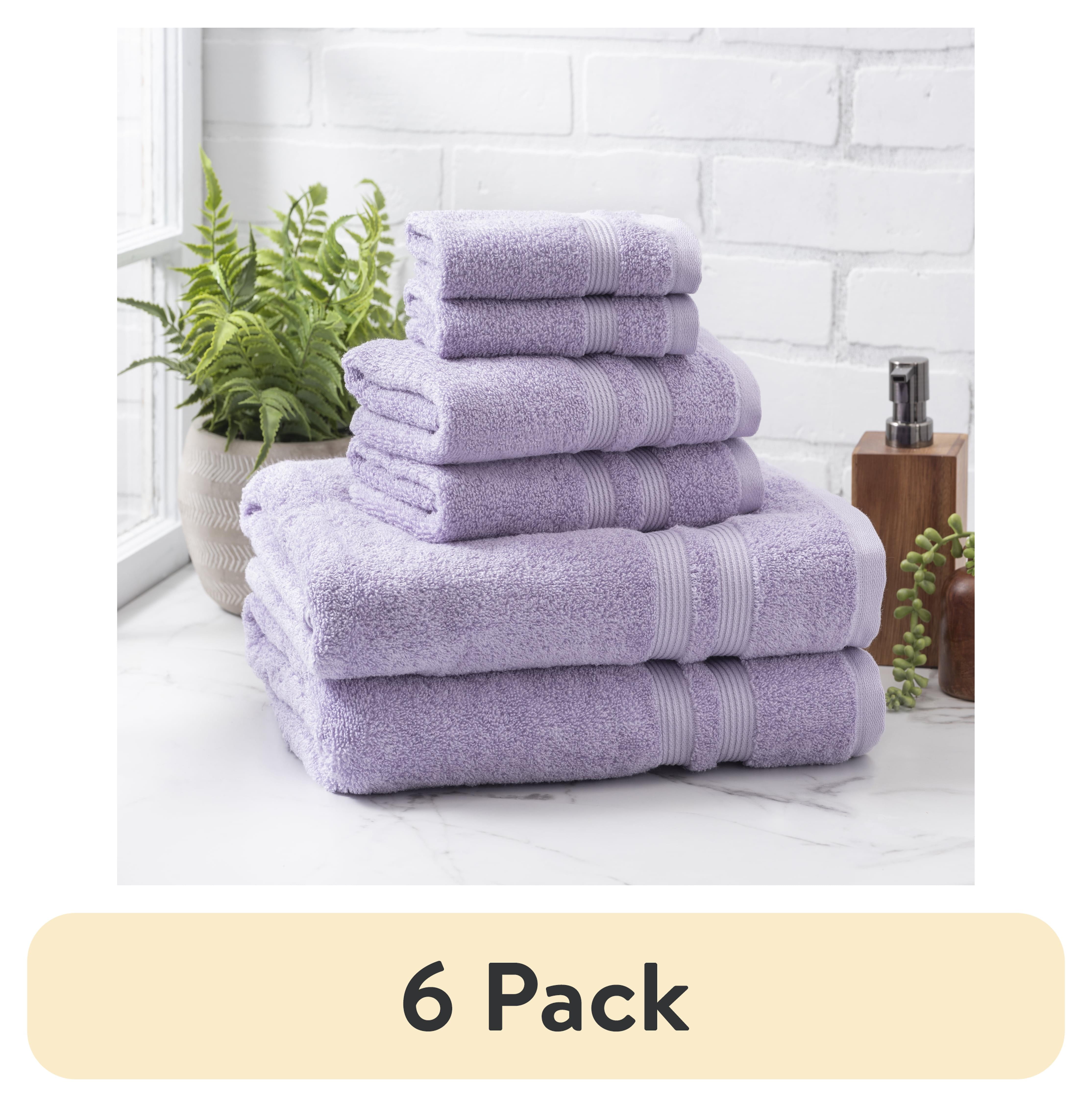 (6 pack) Mainstays Performance Solid Bath Towel 6-Piece Set, Iris ...