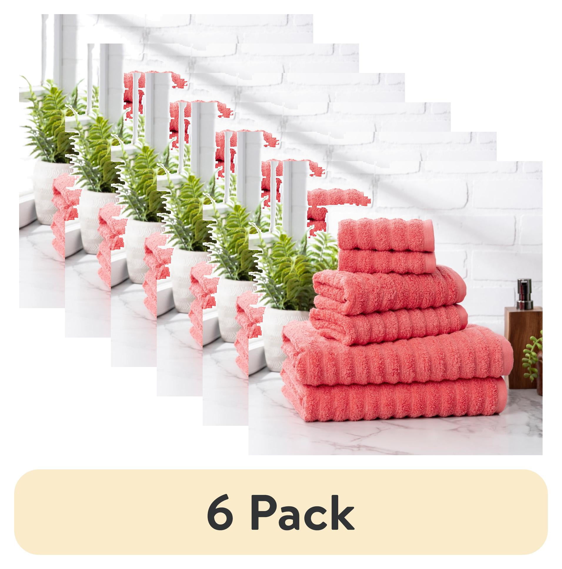 (6 pack) Mainstays Performance Textured Bath Towel 6-Piece Set, Island ...