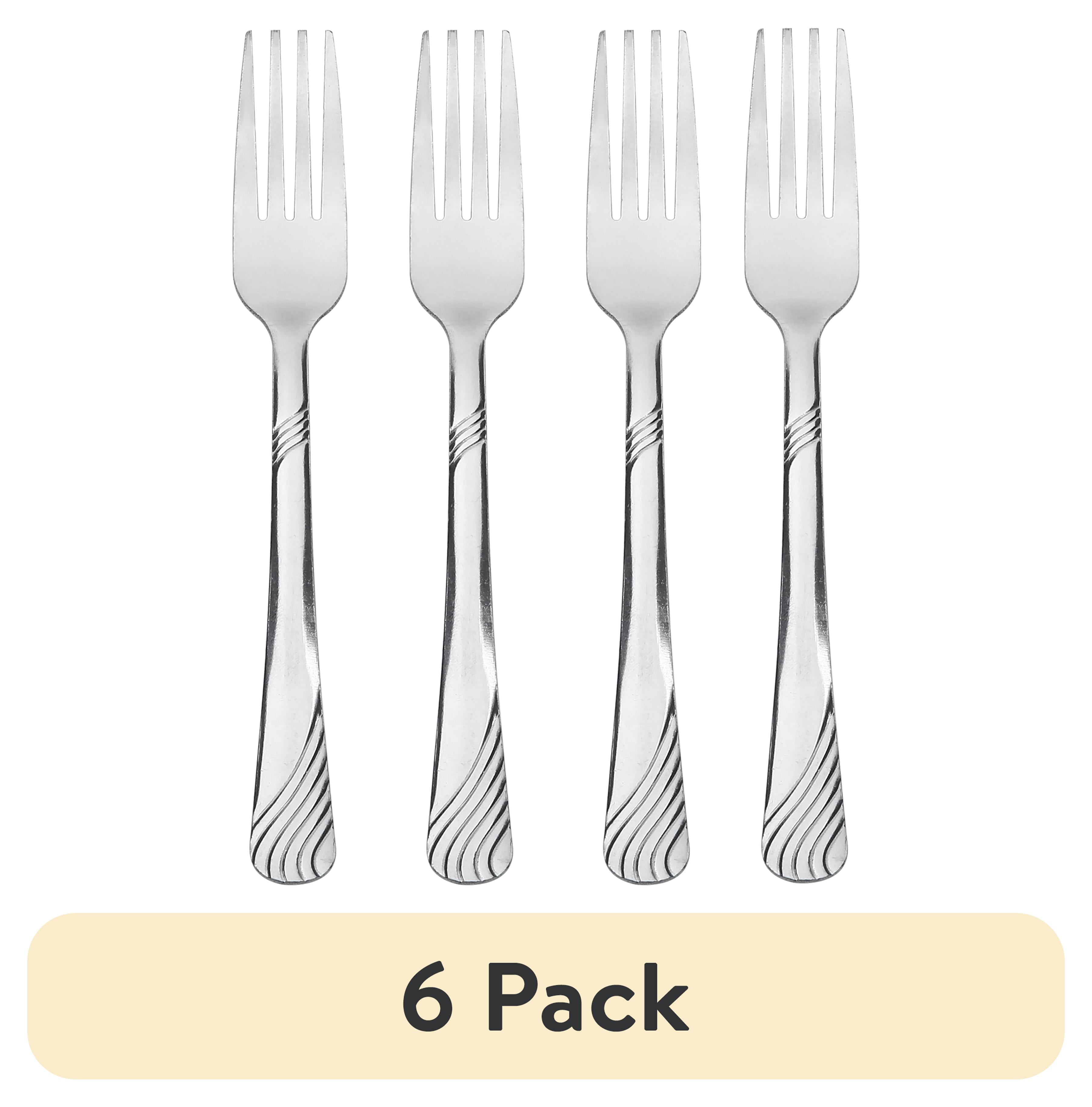 (6 pack) Mainstays 4-Piece Swirl Dinner Fork Set, Silver Stainless ...