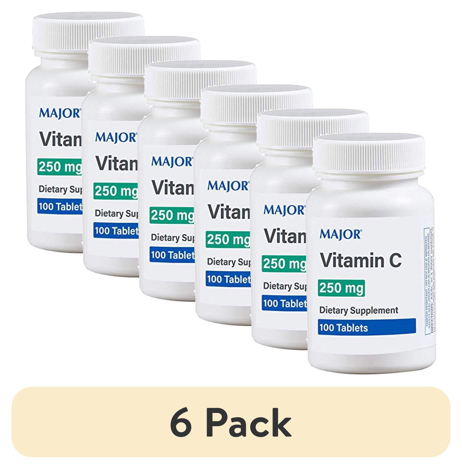 (6 pack) Major Vitamin-C 250 mg Ascorbic Acid Tablets, 100 CT - Walmart.com