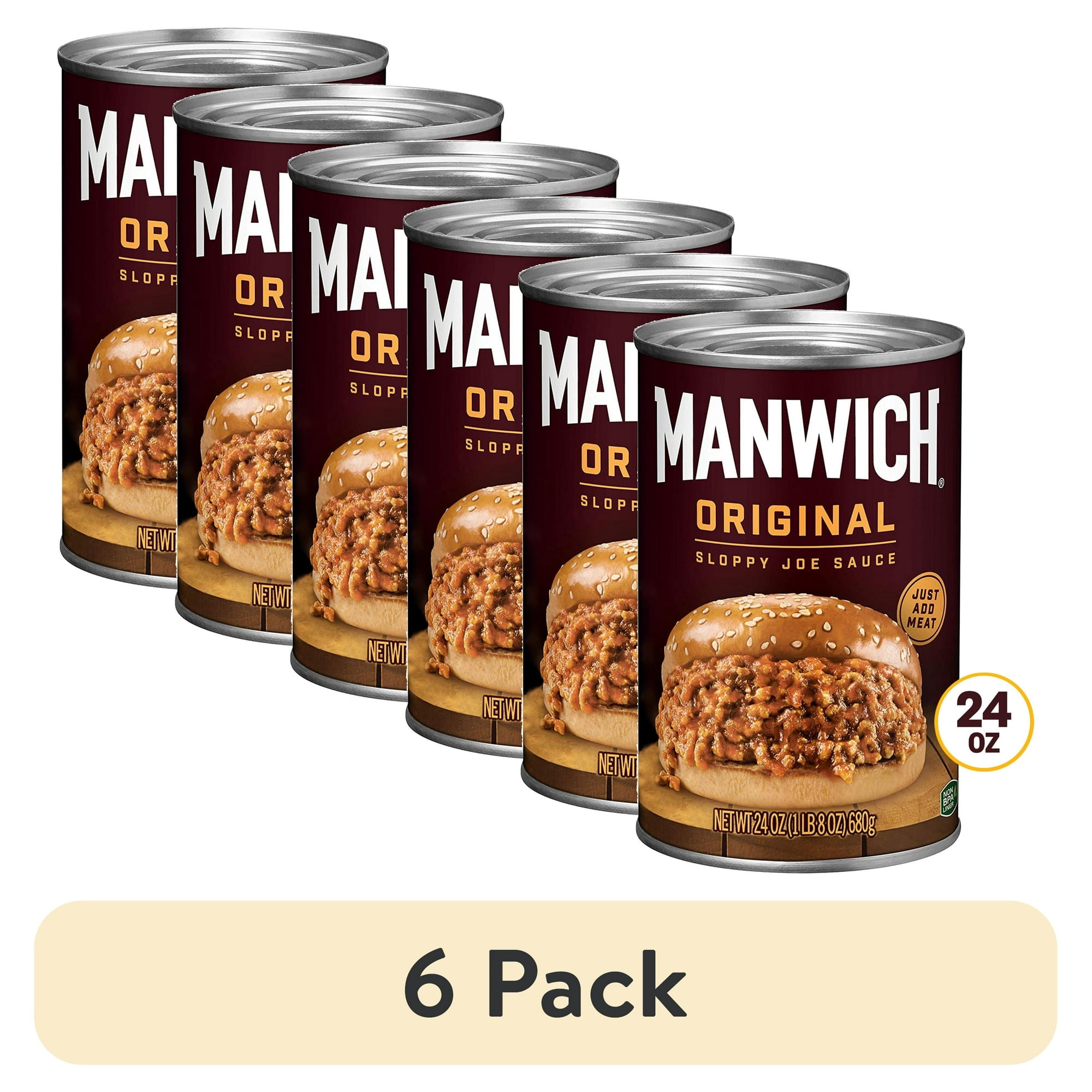 (6 pack) Manwich Original Sloppy Joe Sauce, Canned Sauce, 24 oz ...