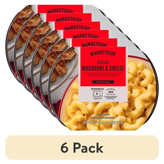 (6 pack) Marketside Ready to Heat Classic Macaroni & Cheese Tray, 20 oz ...