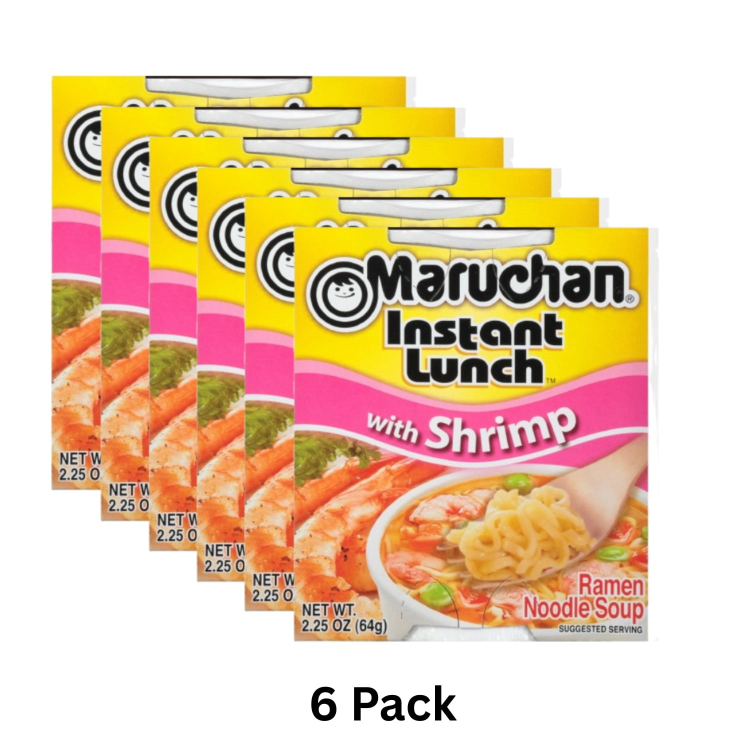 (6 pack) Maruchan Instant Lunch with Shrimp Flavor Ramen Noodles, 2.25 ...