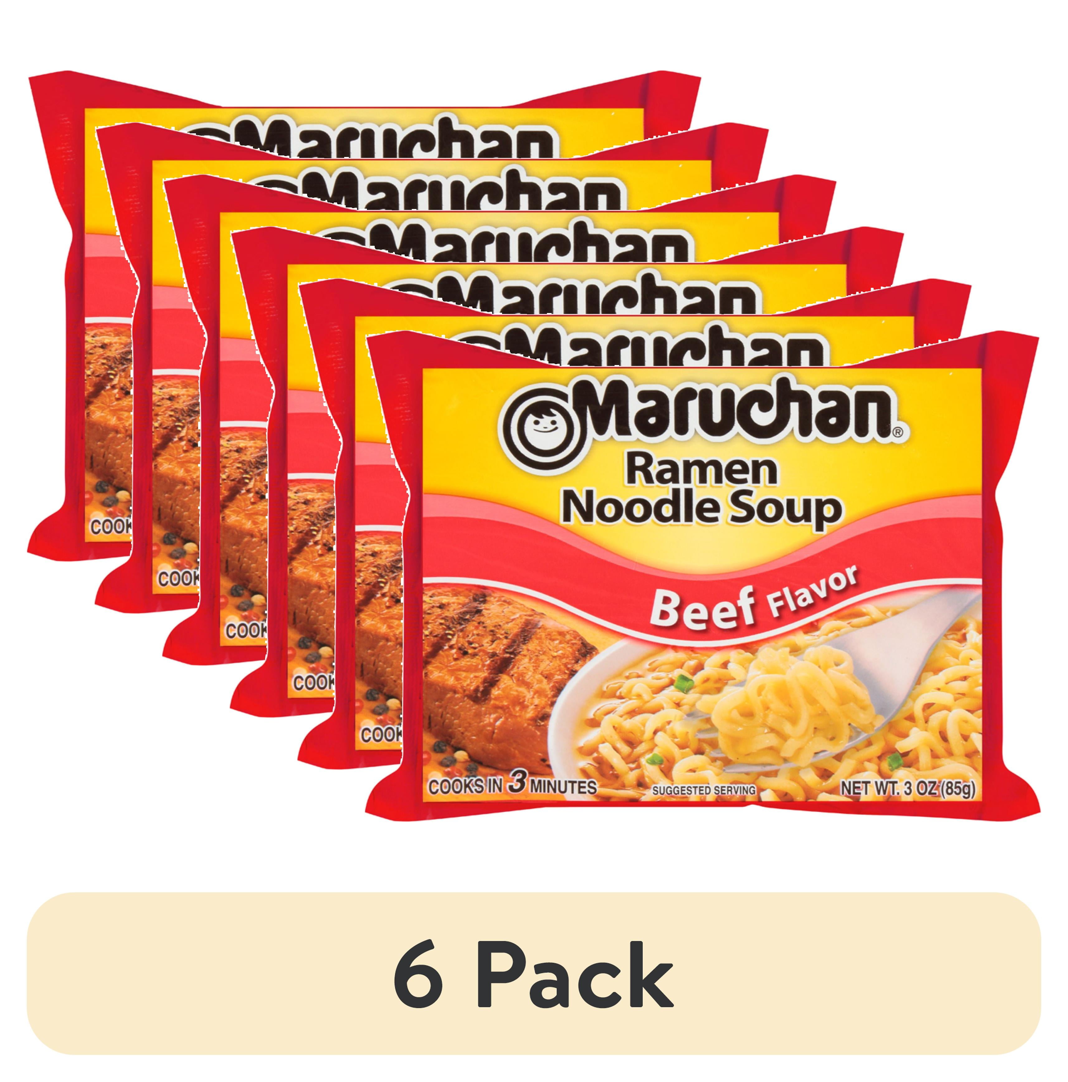 (6 pack) Maruchan Ramen Noodle Beef Flavor Soup, 3 oz Shelf Stable ...