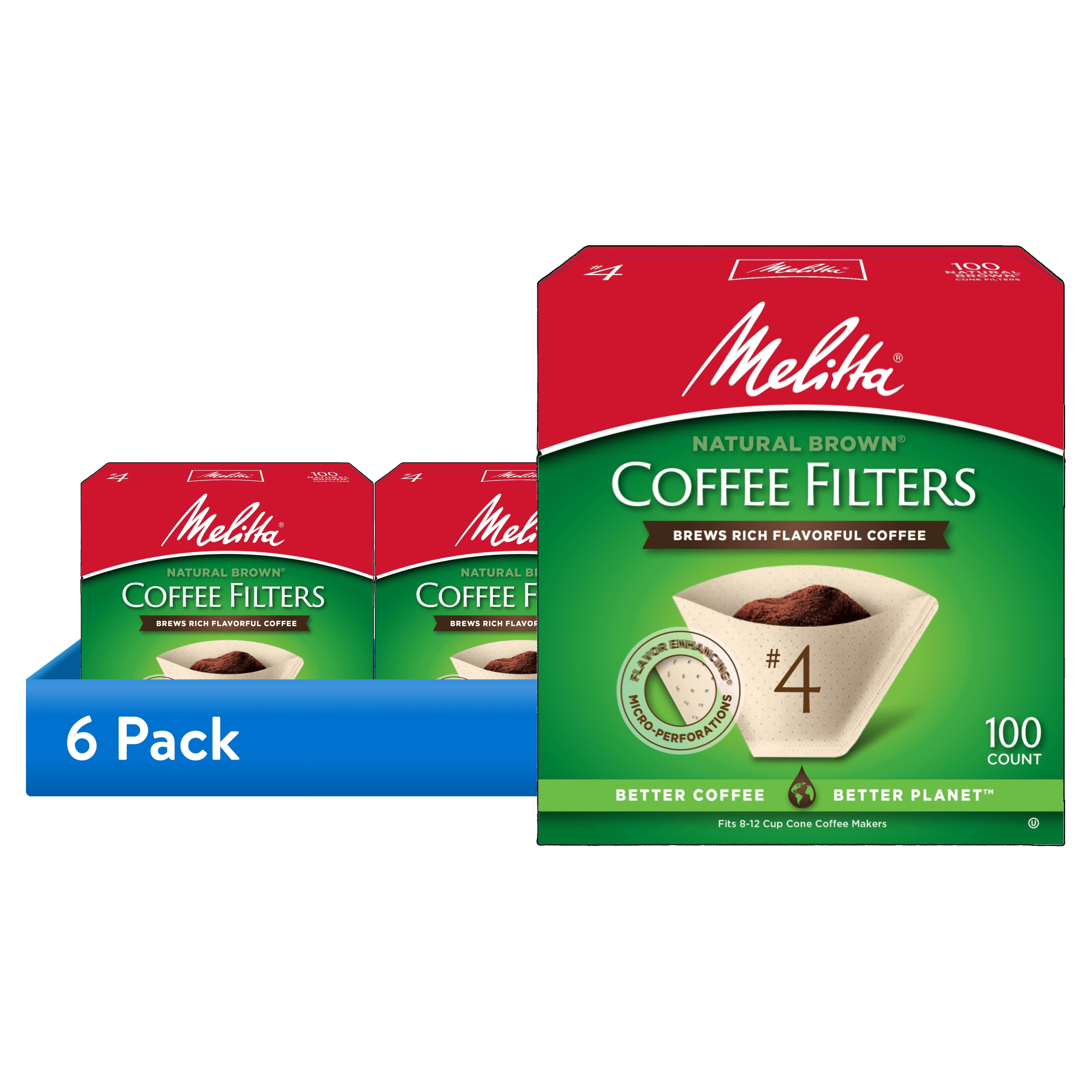 (6 pack) Melitta #4 Natural Brown Cone Coffee Filters, 100 Ct - Walmart.com
