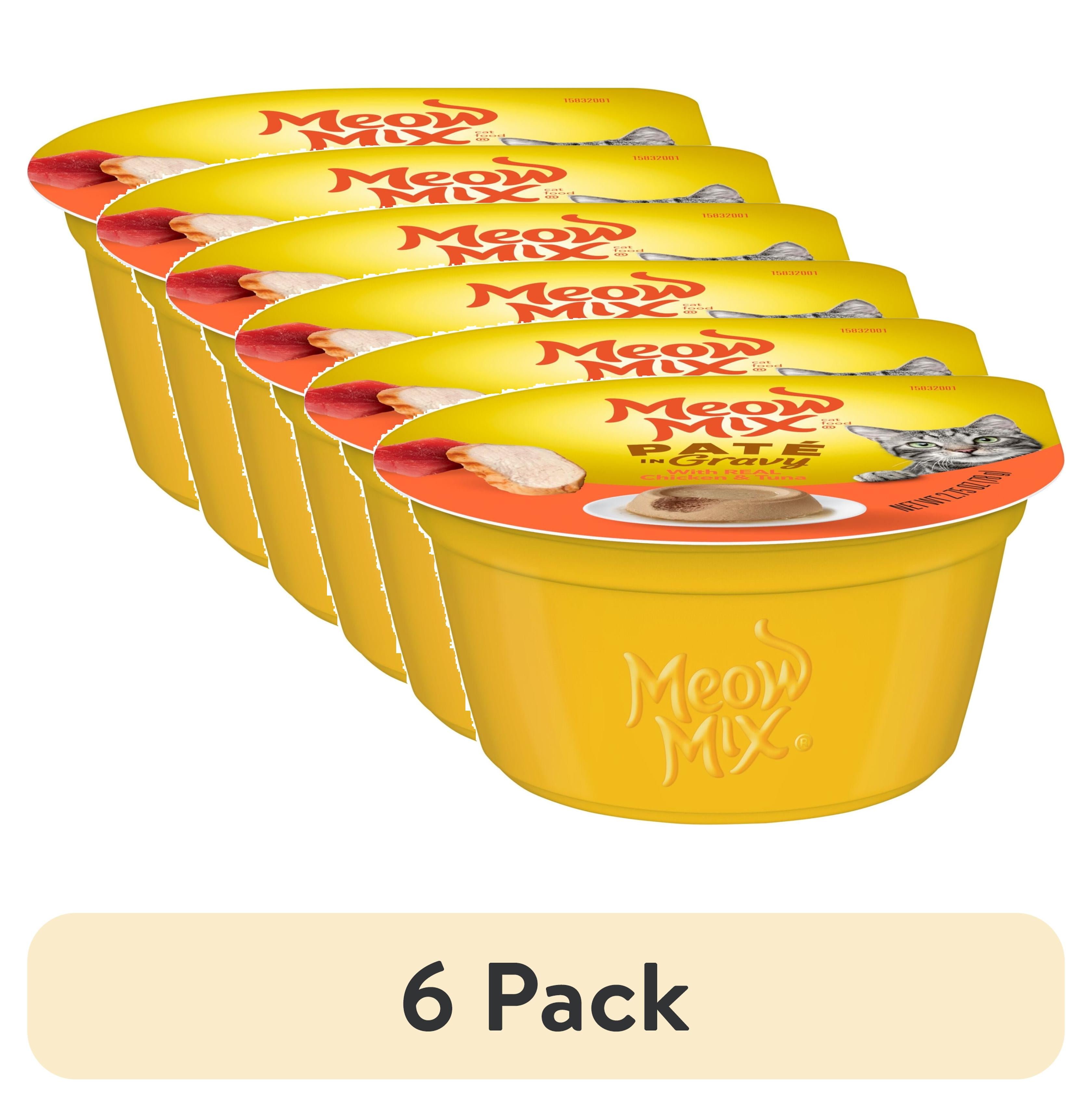 (6 pack) Meow Mix Pate in Gravy With Real Chicken & Tuna, Wet Cat Food ...
