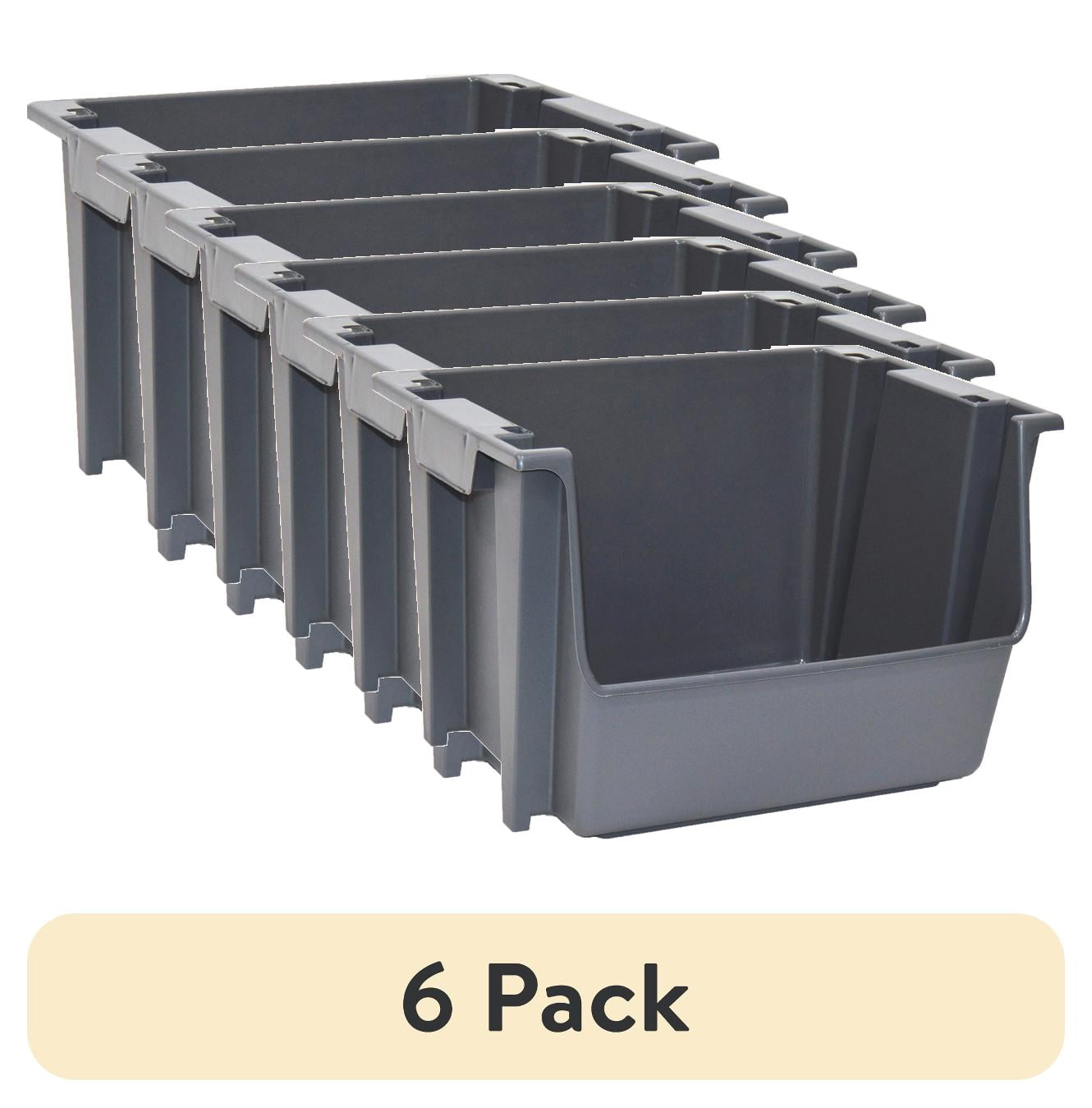 (6 pack) Mighty Tuff Large Nesting Stack Storage Bin, All, Plastic ...