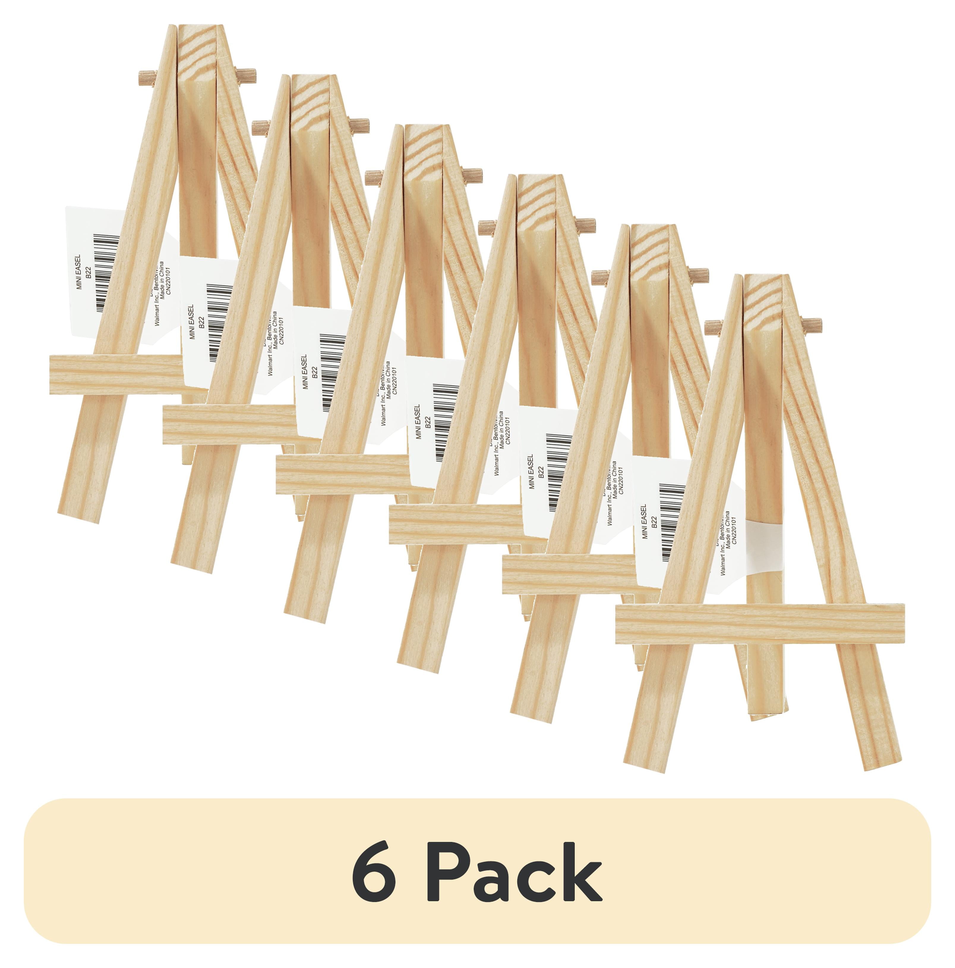 (6 pack) Mini Natural Wood Display Easel, Solid Pine Wood, 4.8", 1 ...