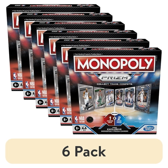(6 pack) Monopoly Prizm: NBA Edition Board Game with Panini NBA Trading ...