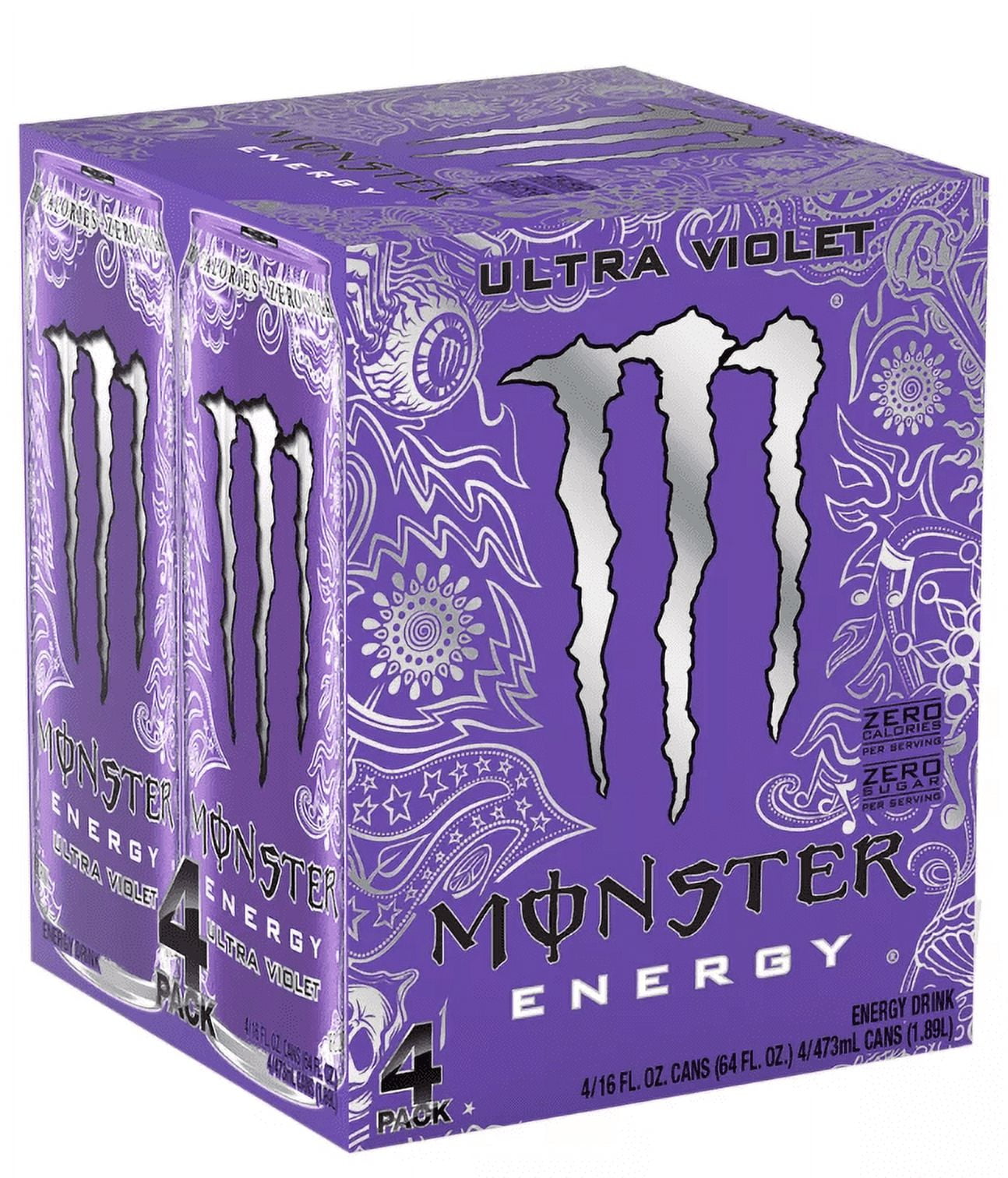 (6 pack) Monster Energy Ultra Violet, Sugar Free Drink, 16 Fluid Ounce ...